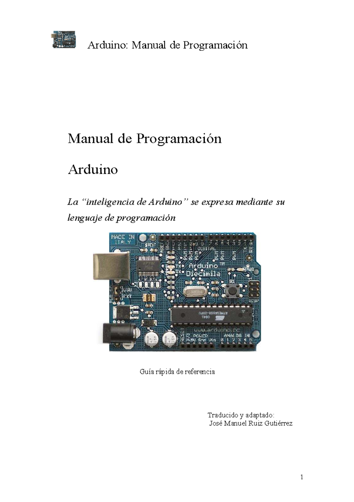 Manual de programacion de Arduino - Manual de Programación Arduino - Studocu