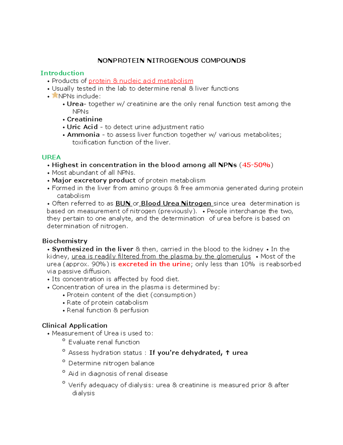 Nonprotein Nitrogens - NONPROTEIN NITROGENOUS COMPOUNDS Introduction ∙ ...