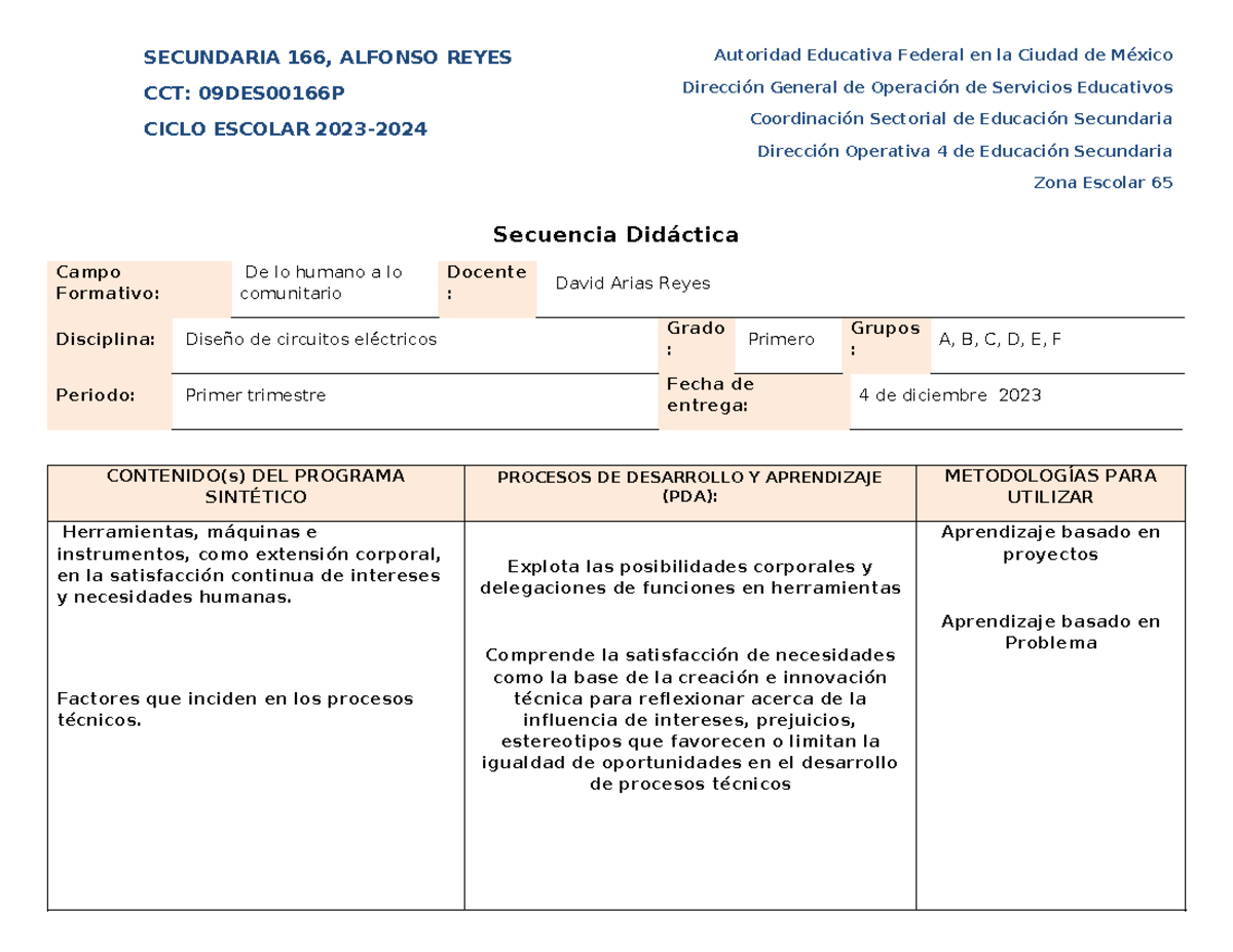Tecnologia circuitos 1 diciembre 166TM - SECUNDARIA 166, ALFONSO REYES ...