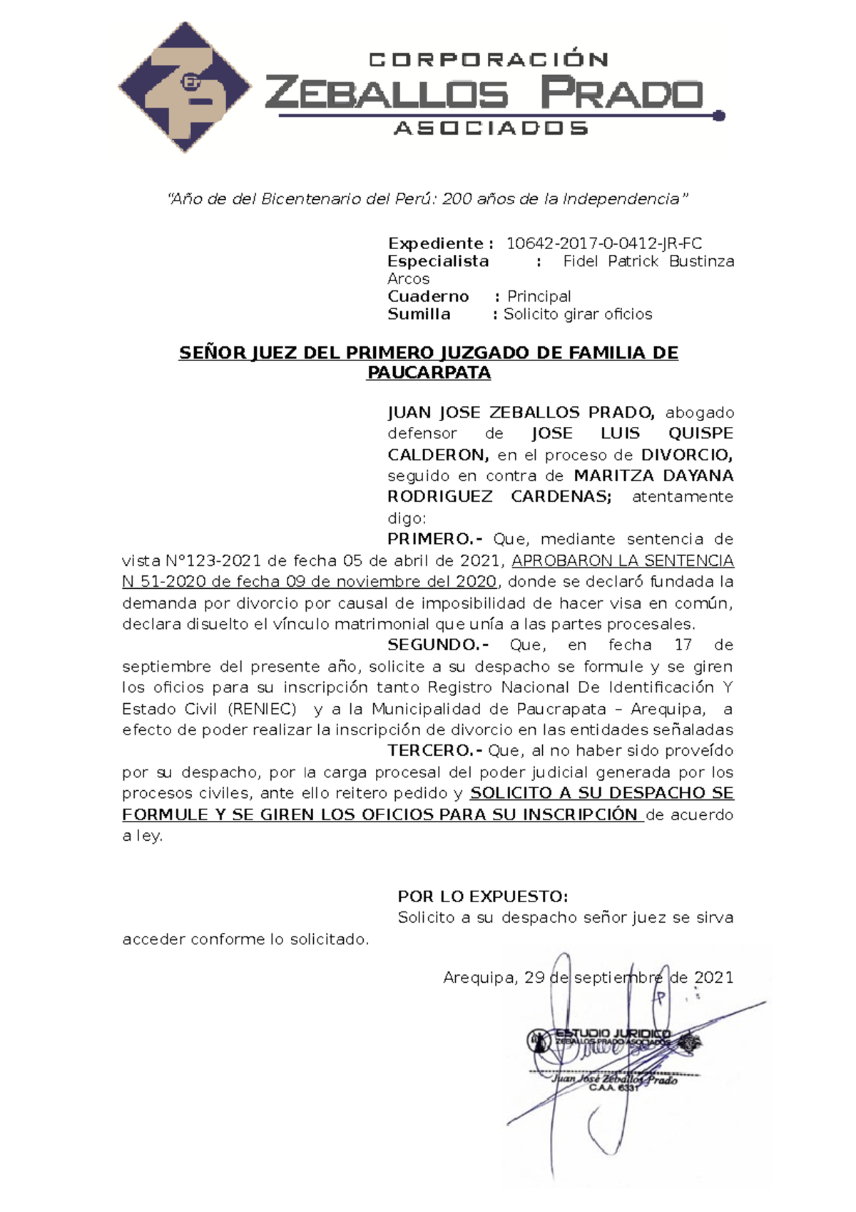 Girar oficio jose luis quispe - Tributación Aduanera y Empresarial ...