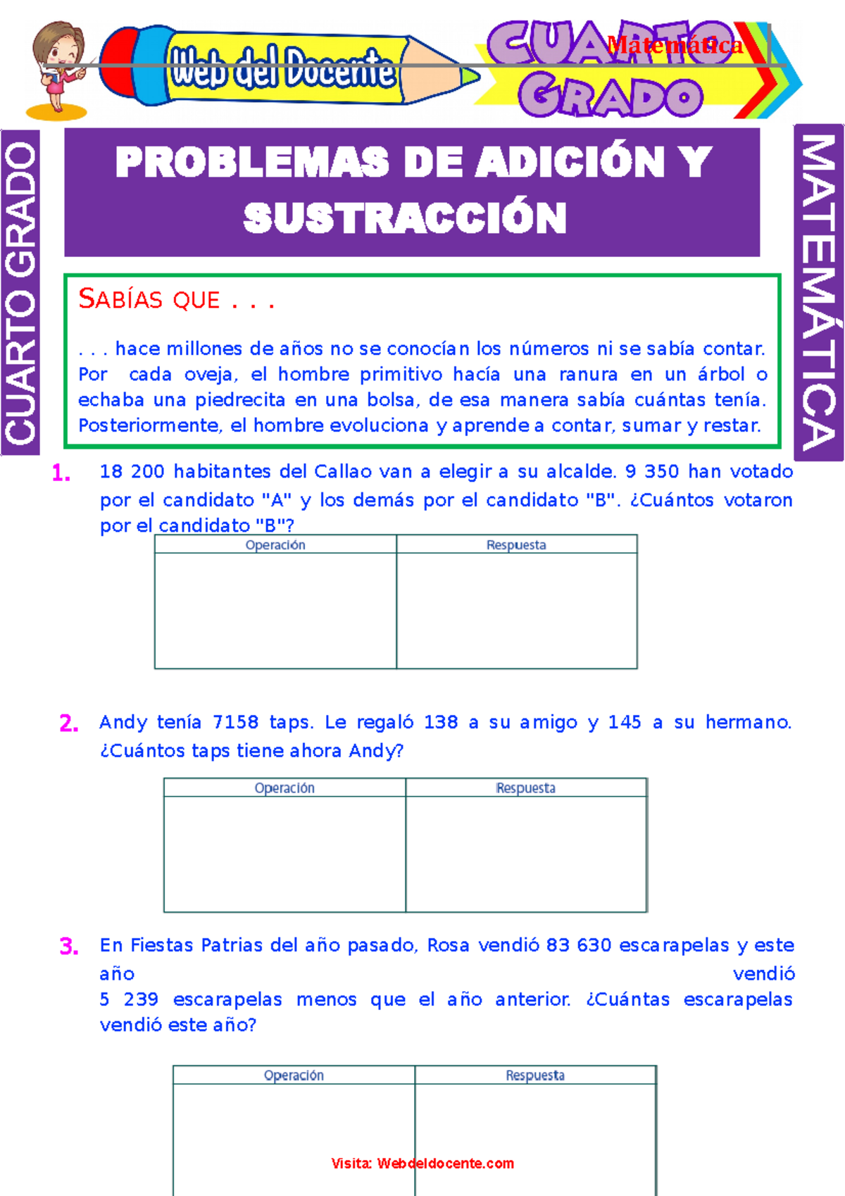 Problemas-de-Adición-y-Sustracción-para-Cuarto-Grado-de-Primaria - 1 ...
