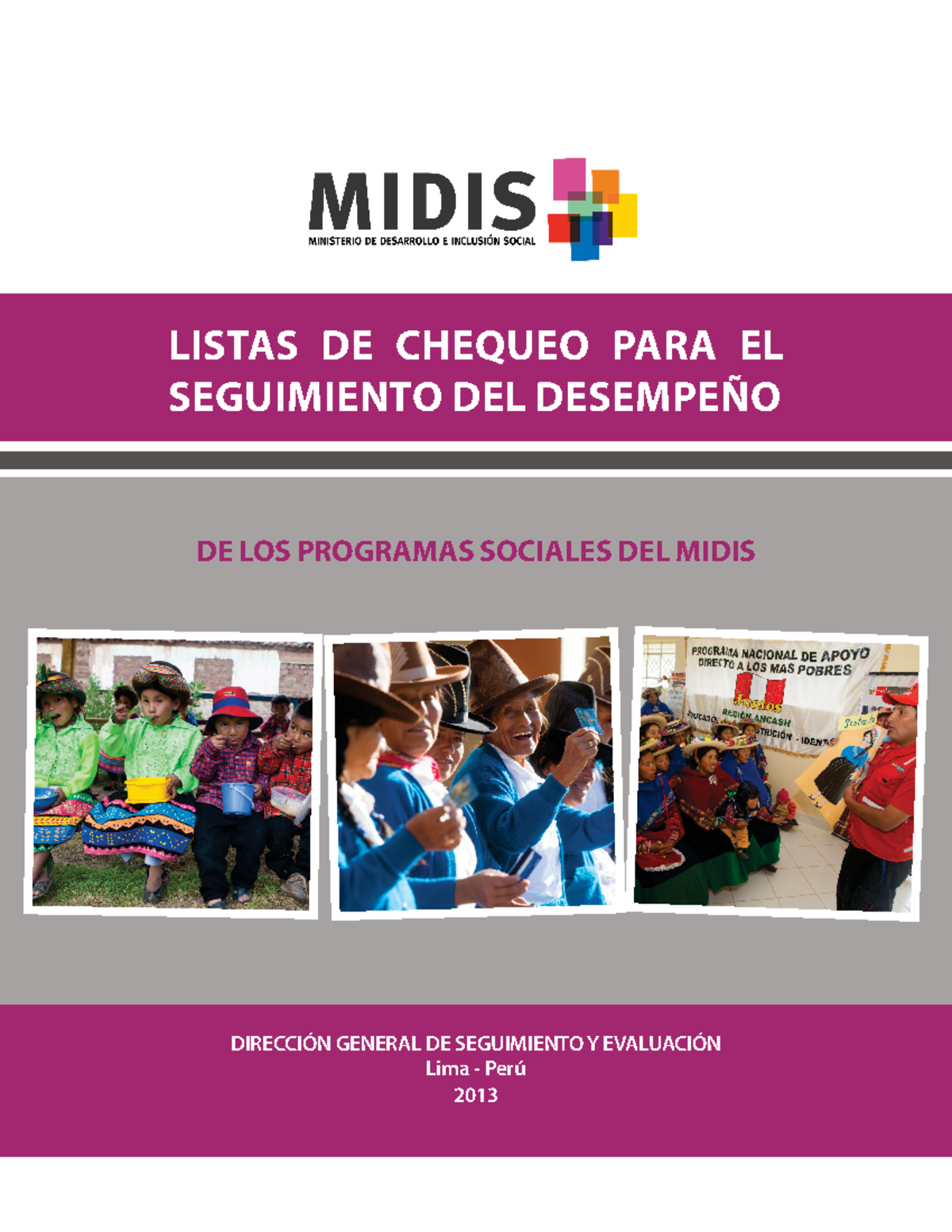 Cartilla Lista Chequeo DSPS - DE LOS PROGRAMAS SOCIALES DEL MIDIS LISTAS DE CHEQUEO PARA EL ...