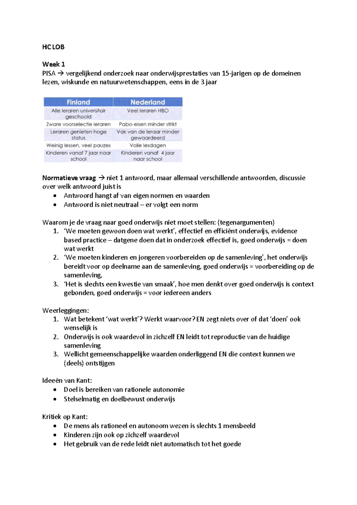 Hoorcollege week 1 - HC LOB Week 1 PISA → vergelijkend onderzoek naar ...