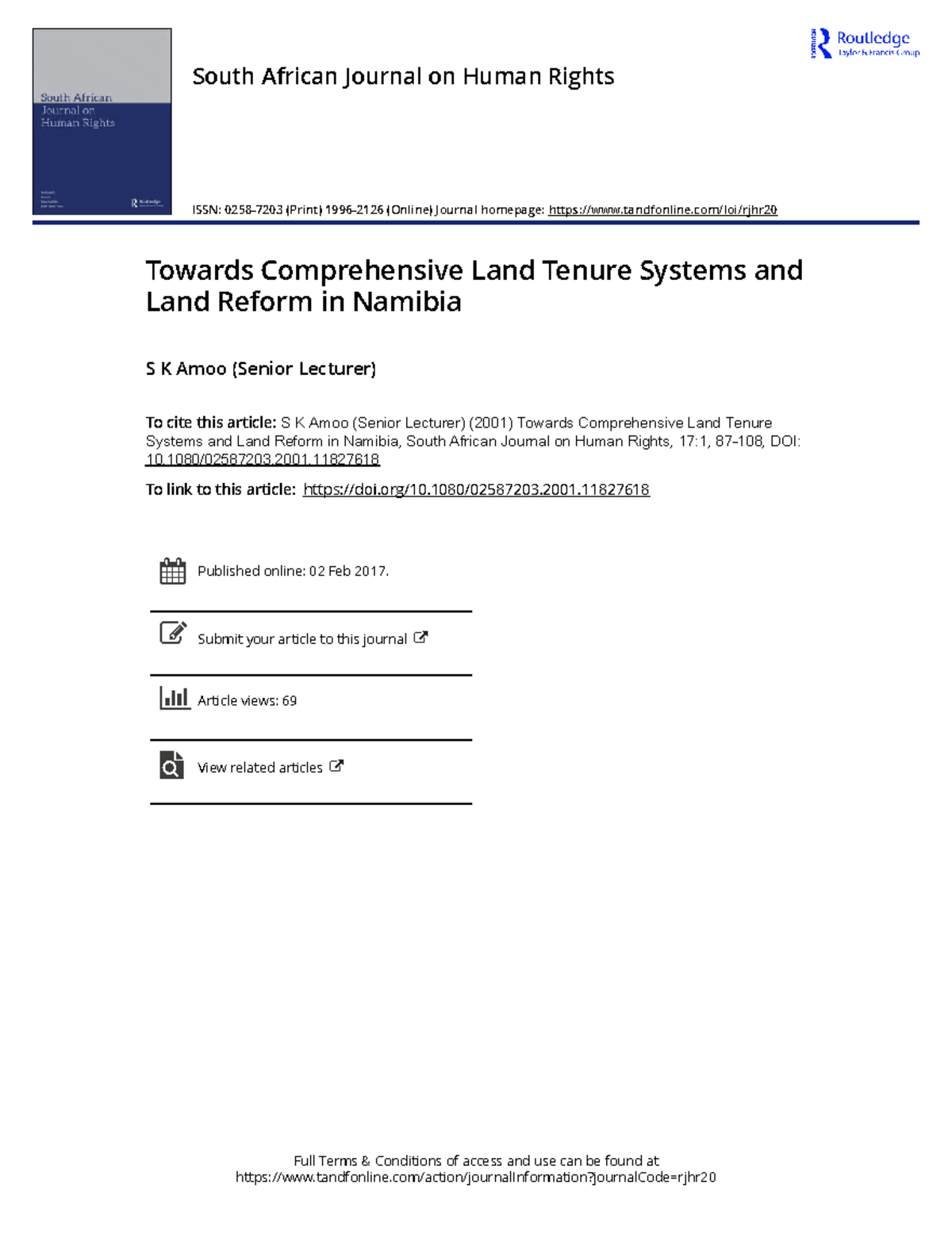 Towards Comprehensive Land Tenure Systems and Land Reform in Namibia ...