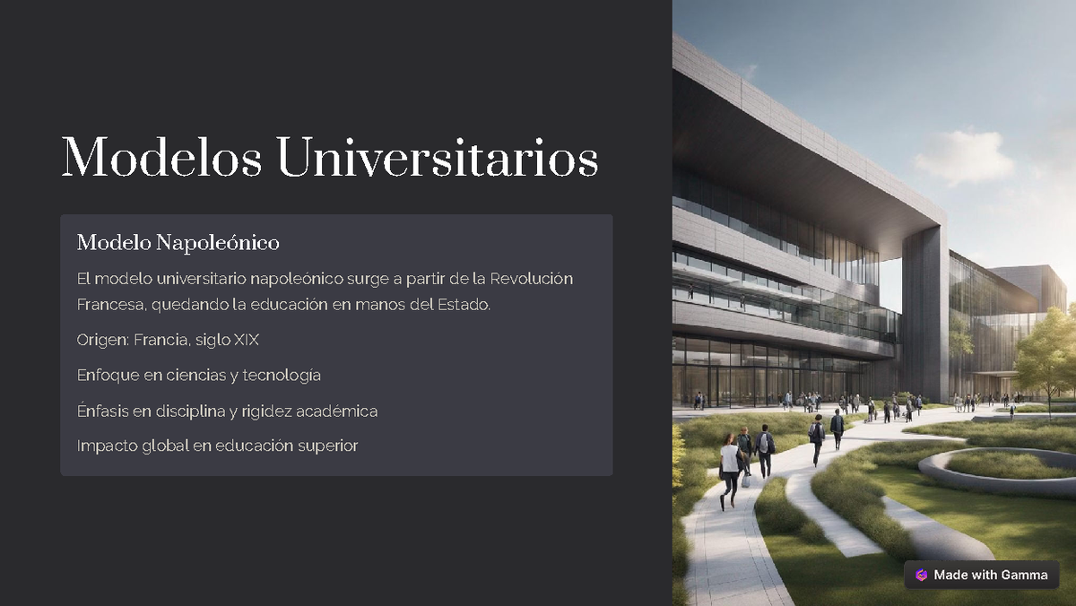 Modelos-Universitarios - Modelos Universitarios Modelo Napoleónico El modelo universitario - Studocu