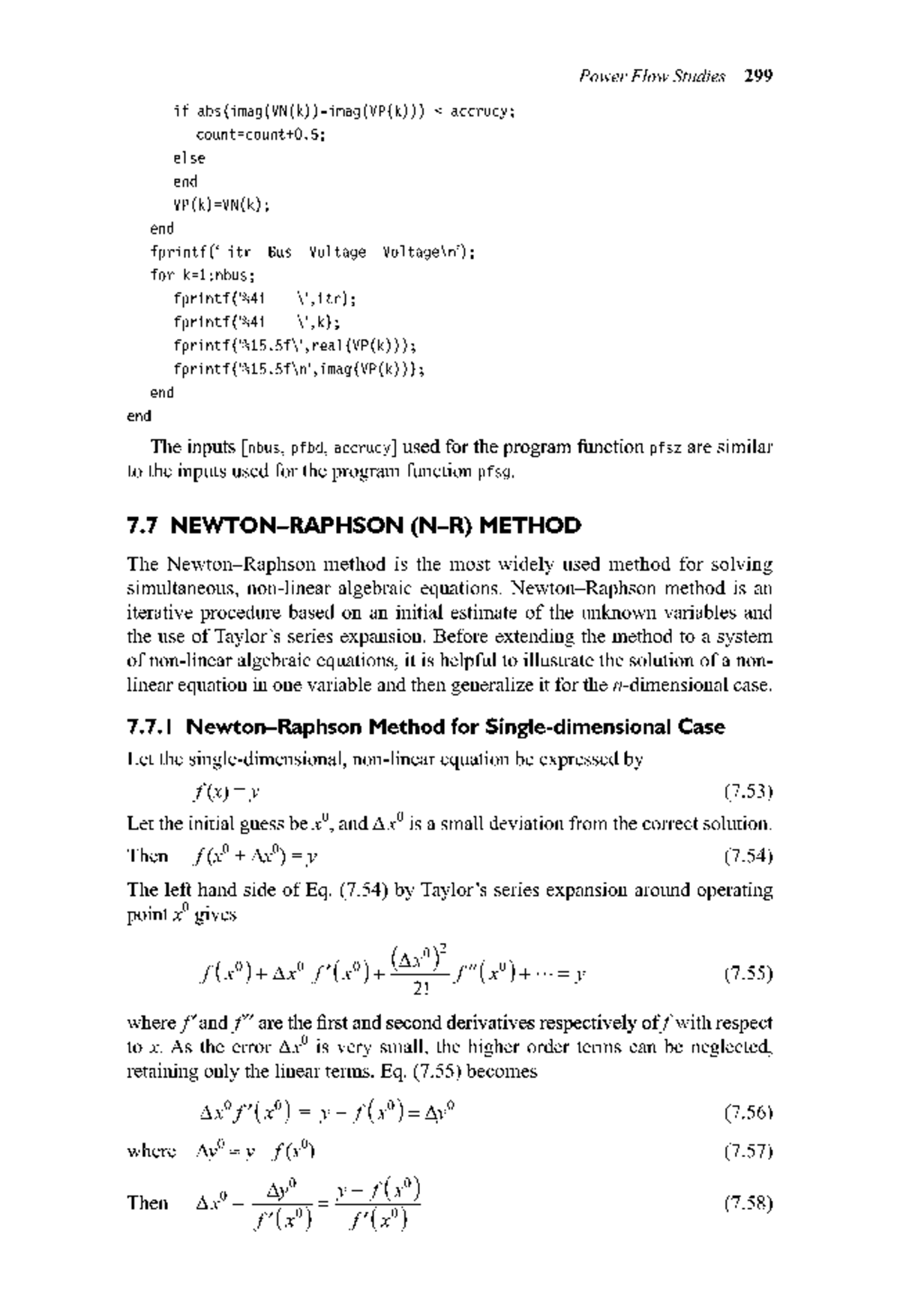 Newton Raphson Iterative Method Notes - Power Flow Studies 299 if abs ...
