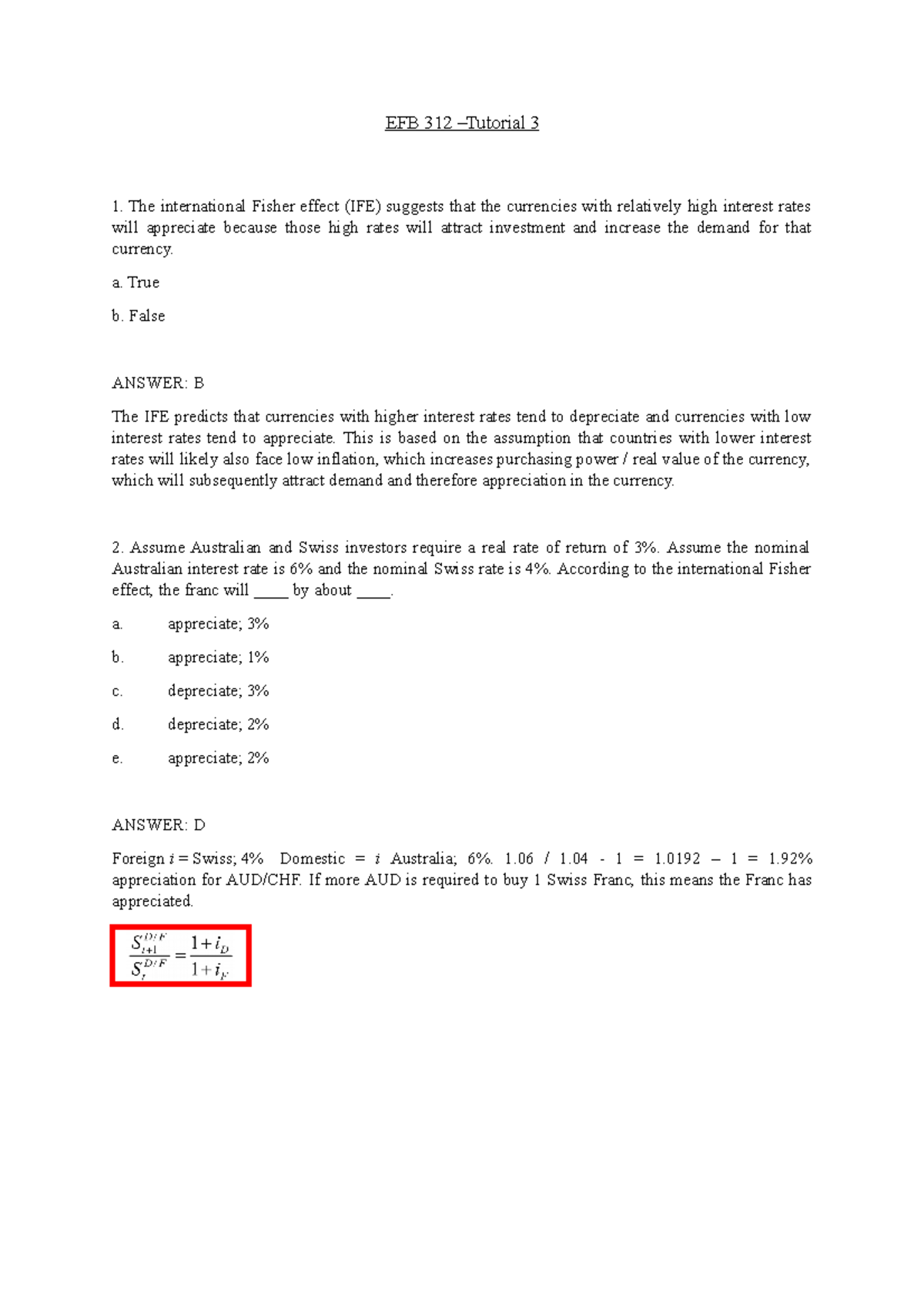 Tutorial 3 - 2020 S2 - Answers - EFB 312 –Tutorial 3 The international ...