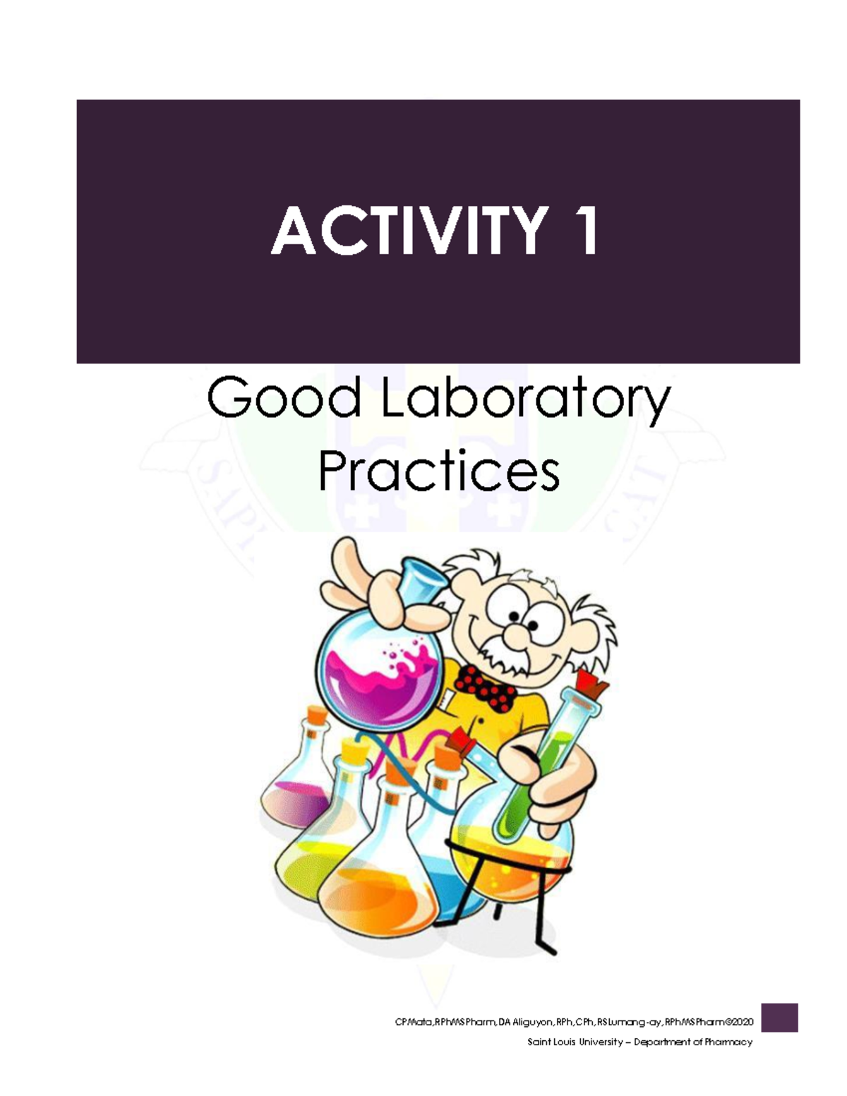 Activity-1-1 - ACTIVITY IN PHARM CHEM LAB - - Studocu