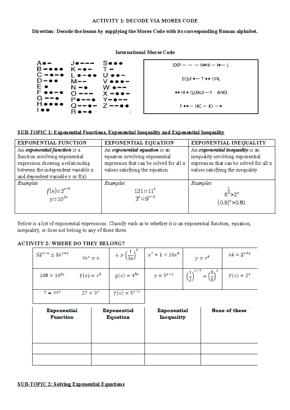 Notes - ddddddddddddddddddddddddddddddddd - ACTIVITY 1: DECODE VIA ...
