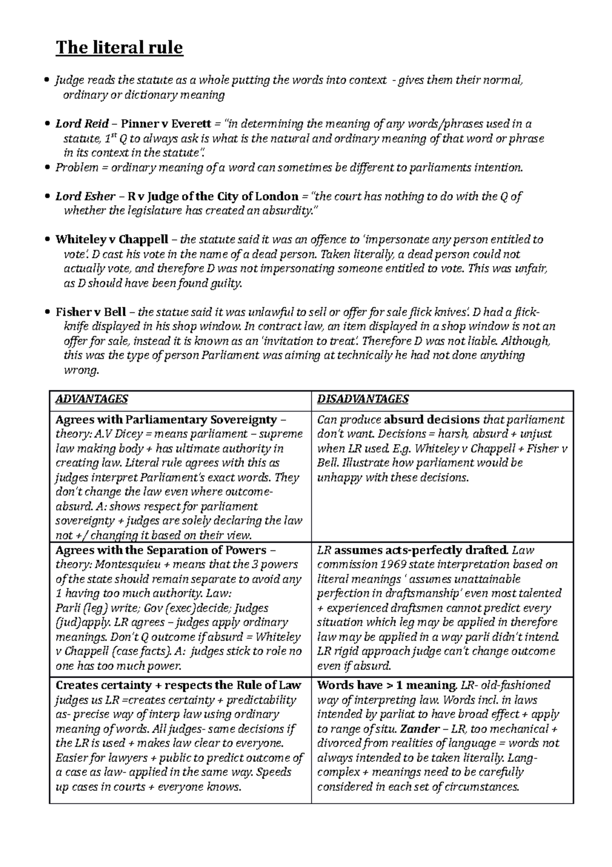 The Literal Rule - The literal rule Judge reads the statute as a whole ...