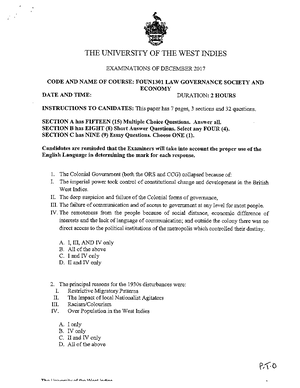 Foun 1301 - Course outline - THE UNIVERSITY OF THE WEST INDIES ST ...