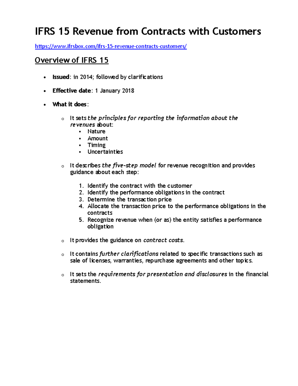 IFRS 15 Revenue from Contracts with Customers - IFRS 15 Revenue from ...