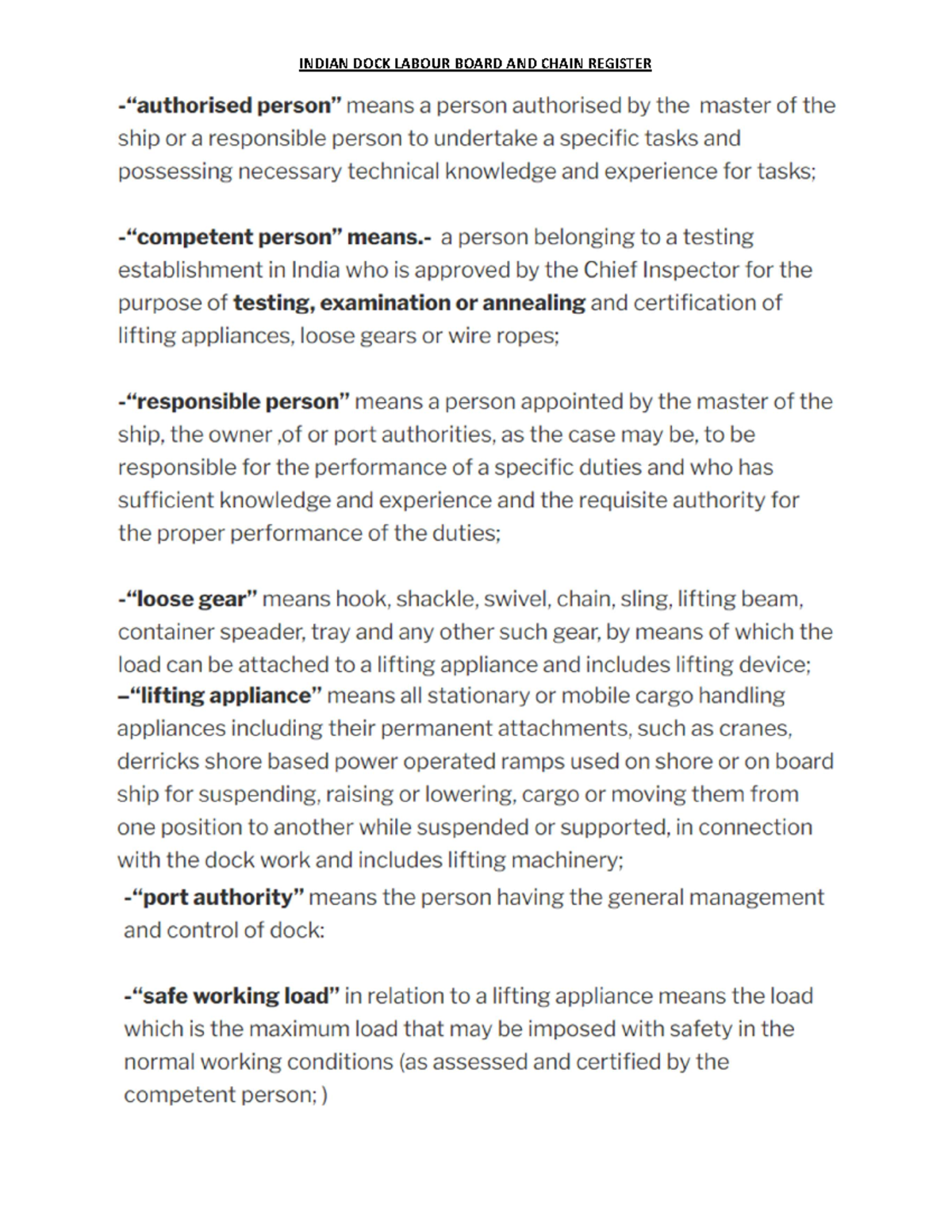 Indian DOCK Labour AND Chain Register - INDIAN DOCK LABOUR BOARD AND ...