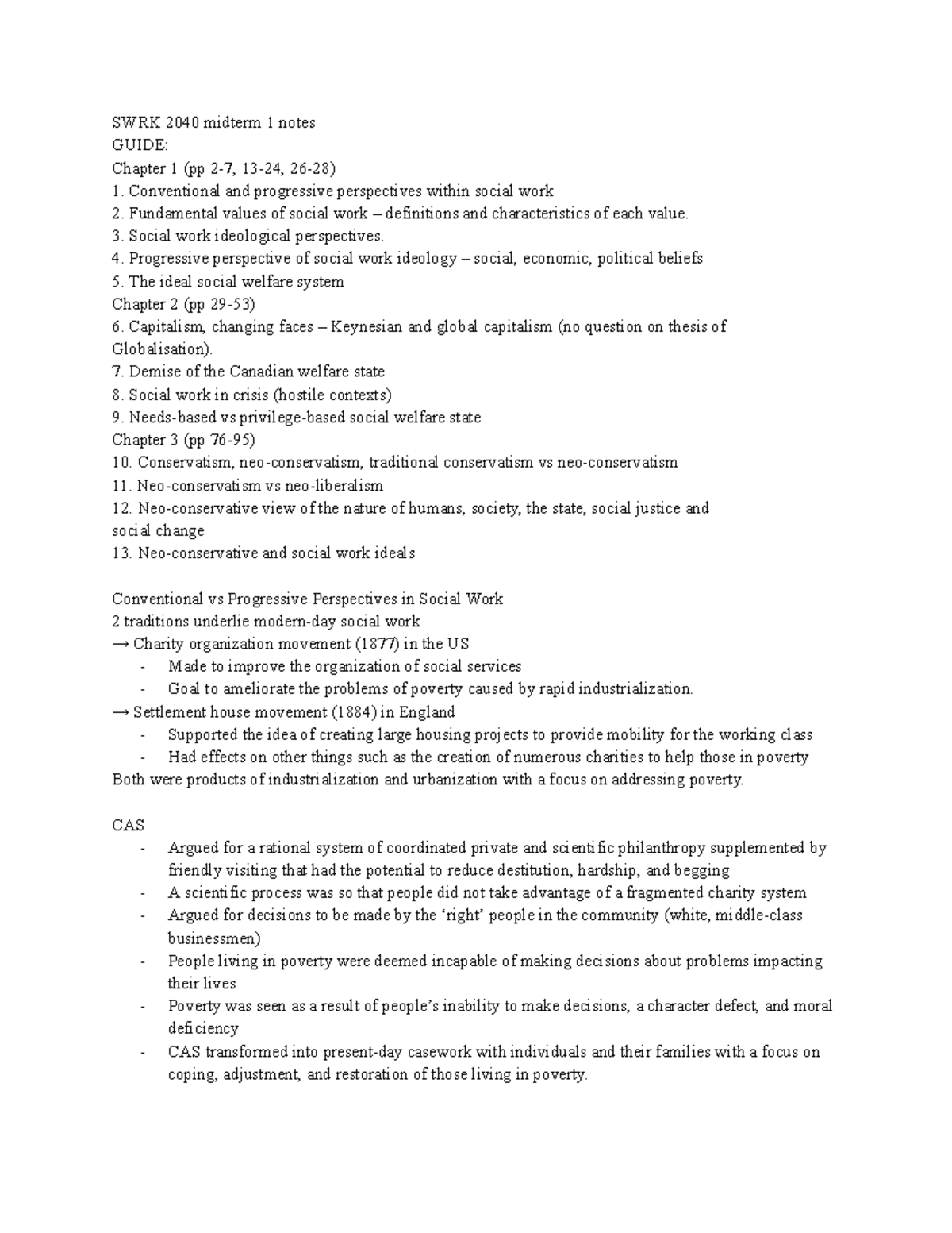 SWRK 2040 midterm 1 notes - SWRK 2040 midterm 1 notes GUIDE: Chapter 1 ...