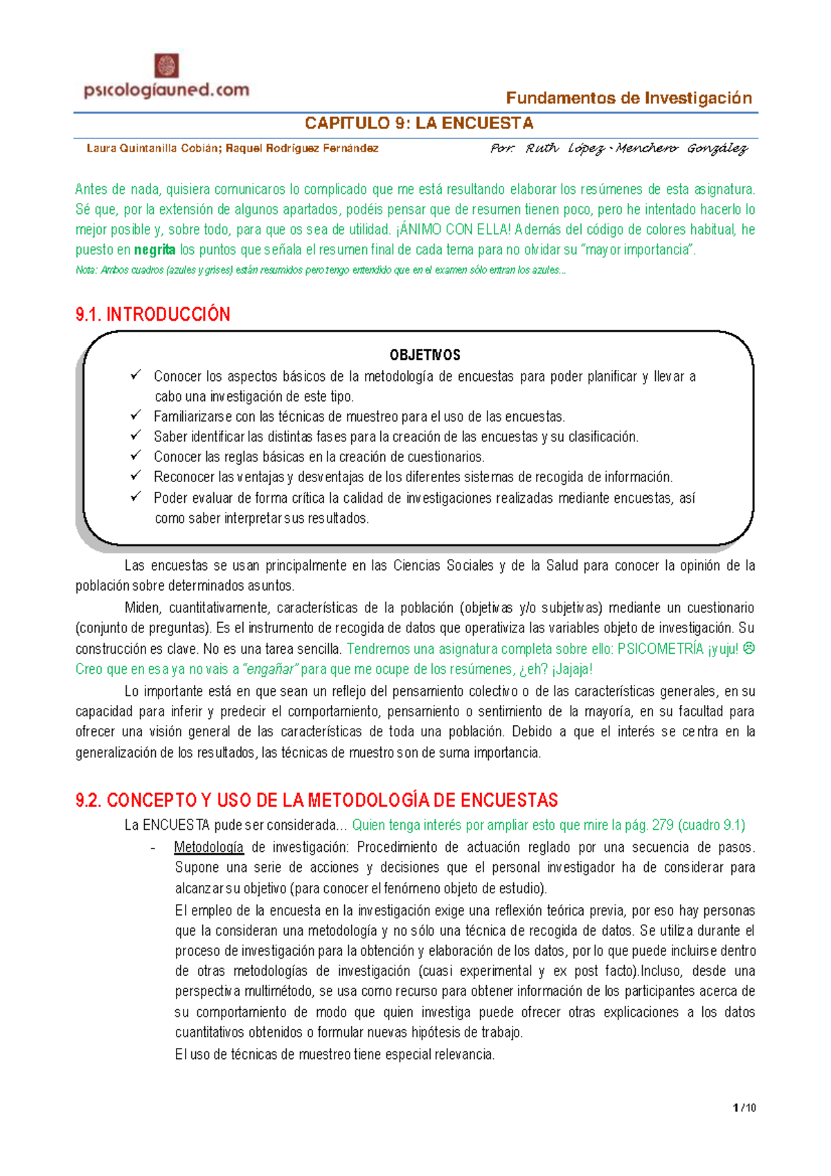 9 Fundamentos - CAPITULO 9: LA ENCUESTA Laura Quintanilla Cobián ...