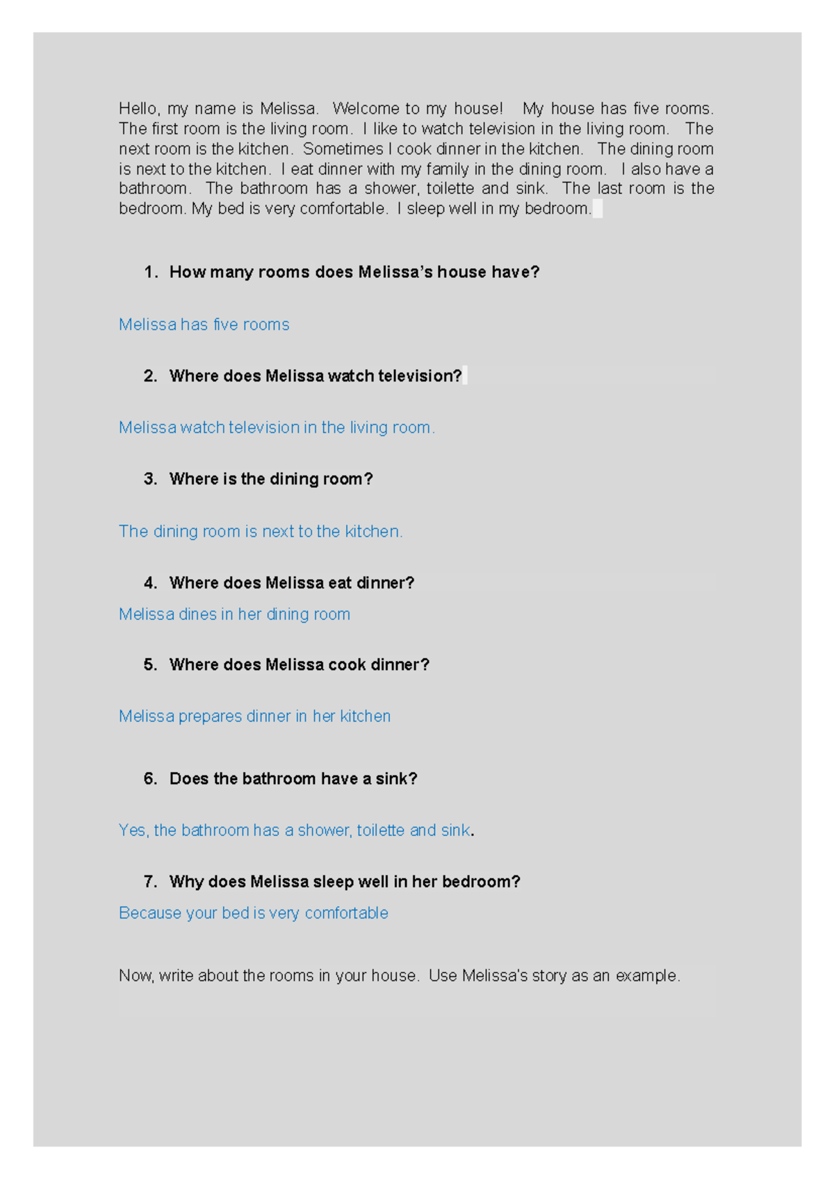 CASA - Lecture notes 3 - Hello, my name is Melissa. Welcome to my house ...