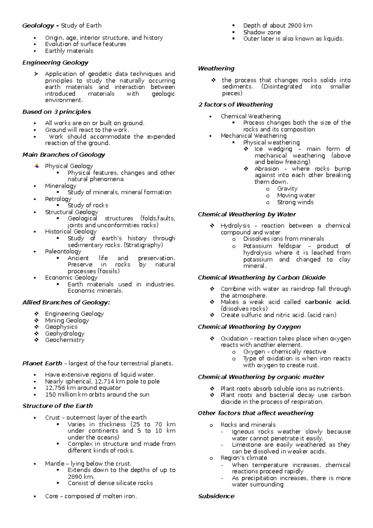 Geolology 1 - Geology notes - Geolology – Study of Earth Origin, age ...