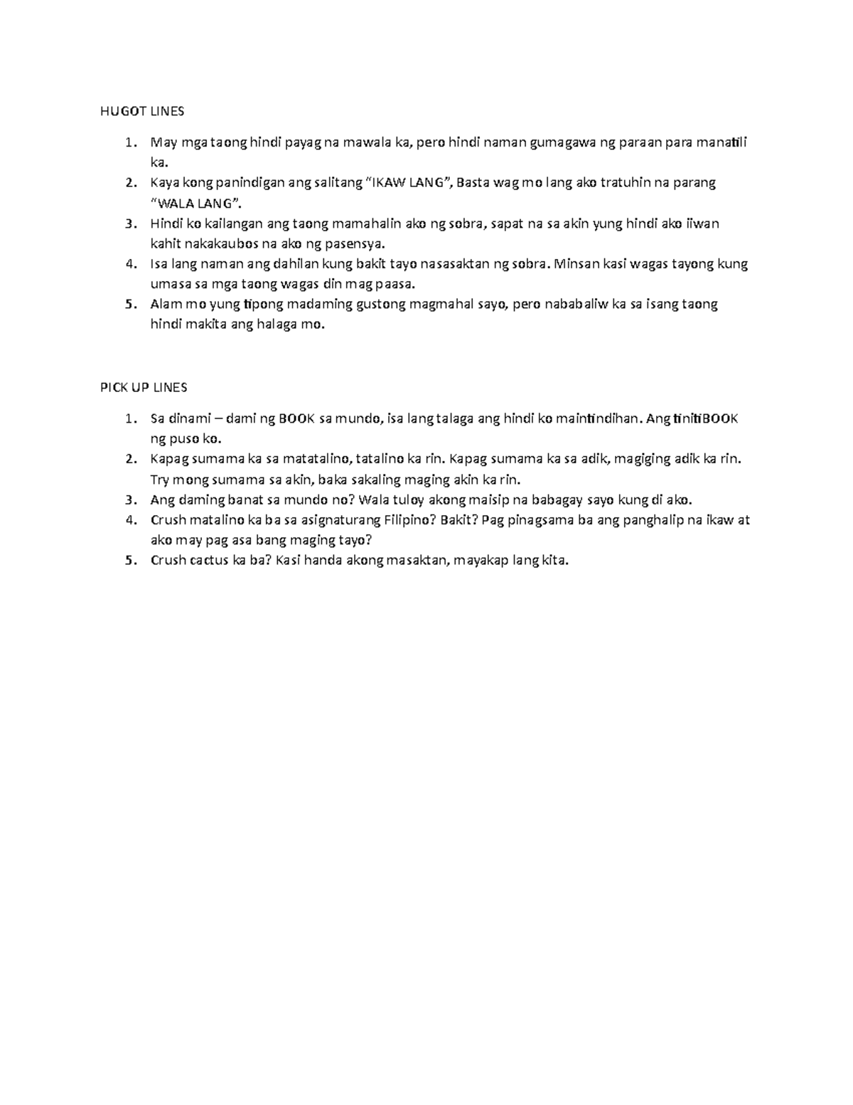 21st - Lesson - HUGOT LINES May mga taong hindi payag na mawala ka ...