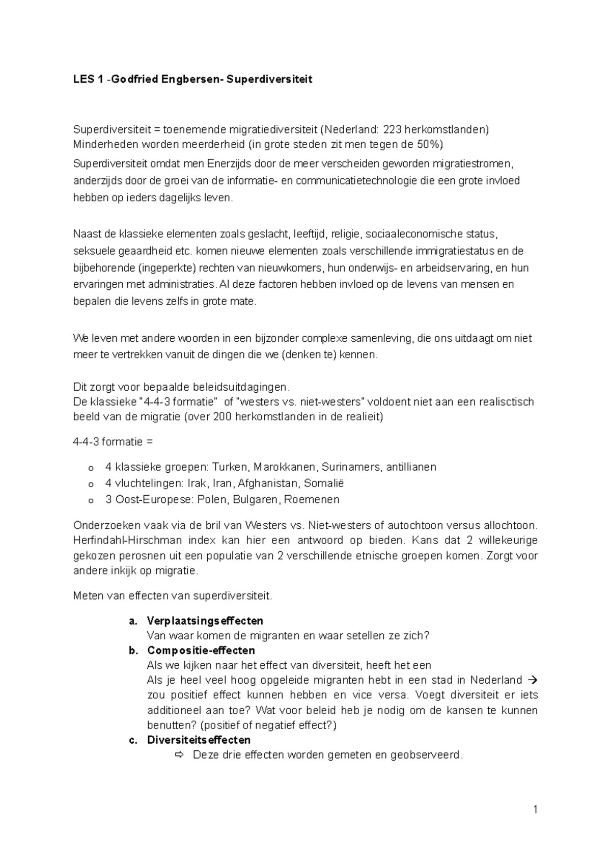 Migratie-en-Integratie-samenvatting-2 - LES 1 -Godfried Engbersen- Superdiversiteit ...