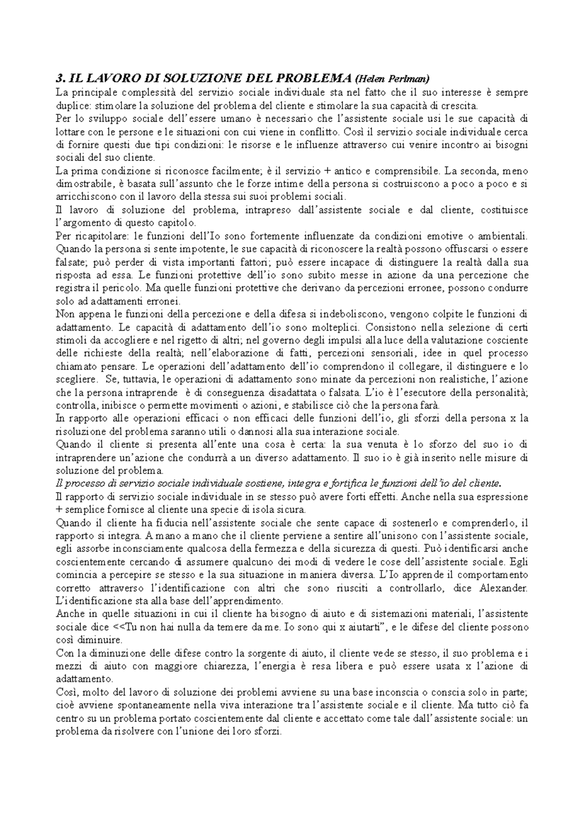 3 IL Lavoro DI Soluzione DEL Problema (Helen Perlman) - 3. IL LAVORO DI ...