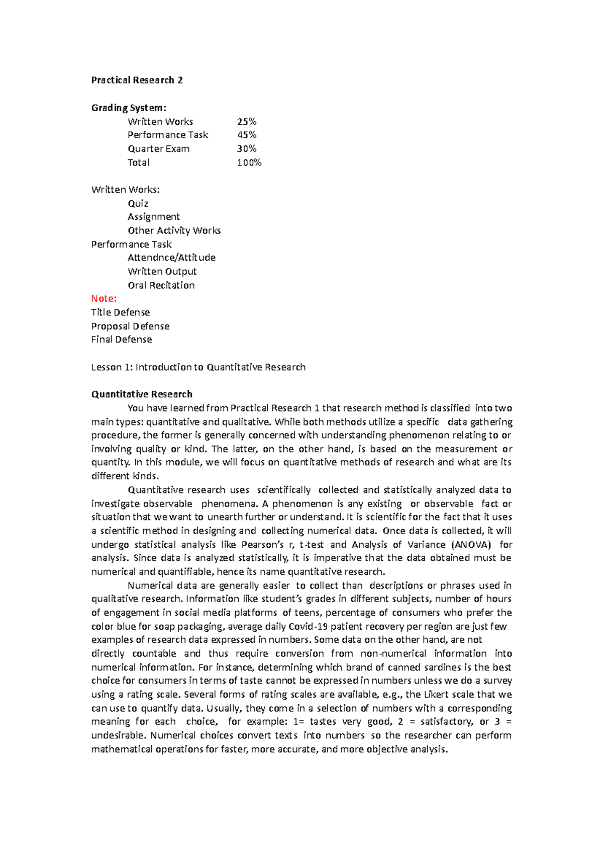 Practical Research 2 2023 - Practical Research 2 Grading System ...