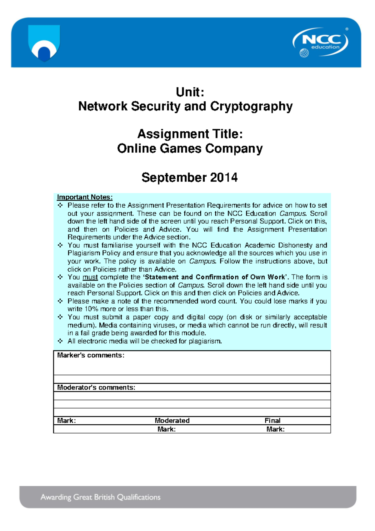 NSC Assignment EP September 2014-Final - Unit: Network Security and Cryptography Assignment ...