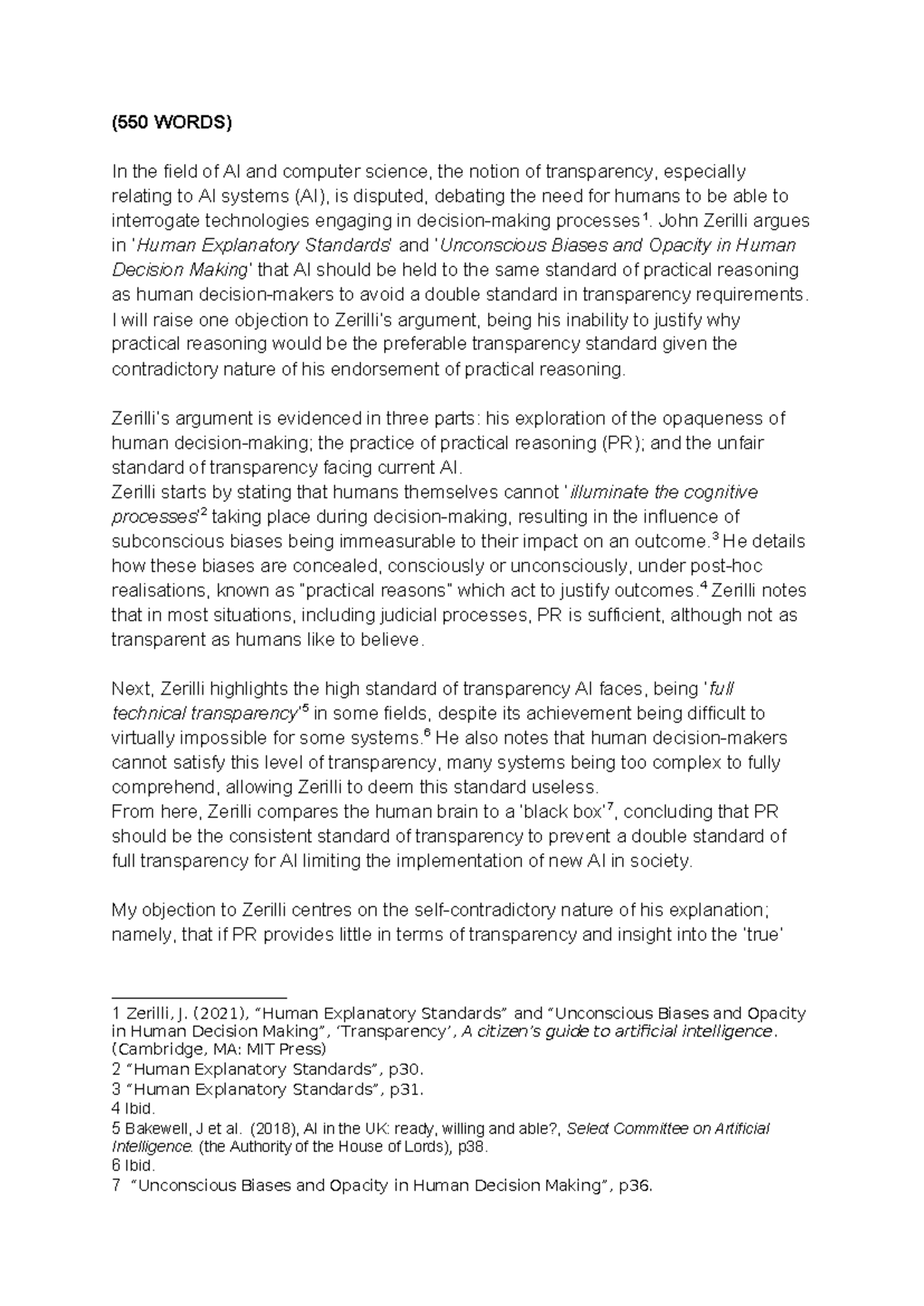 PAIS Assignment ONE - (550 WORDS) In the field of AI and computer ...