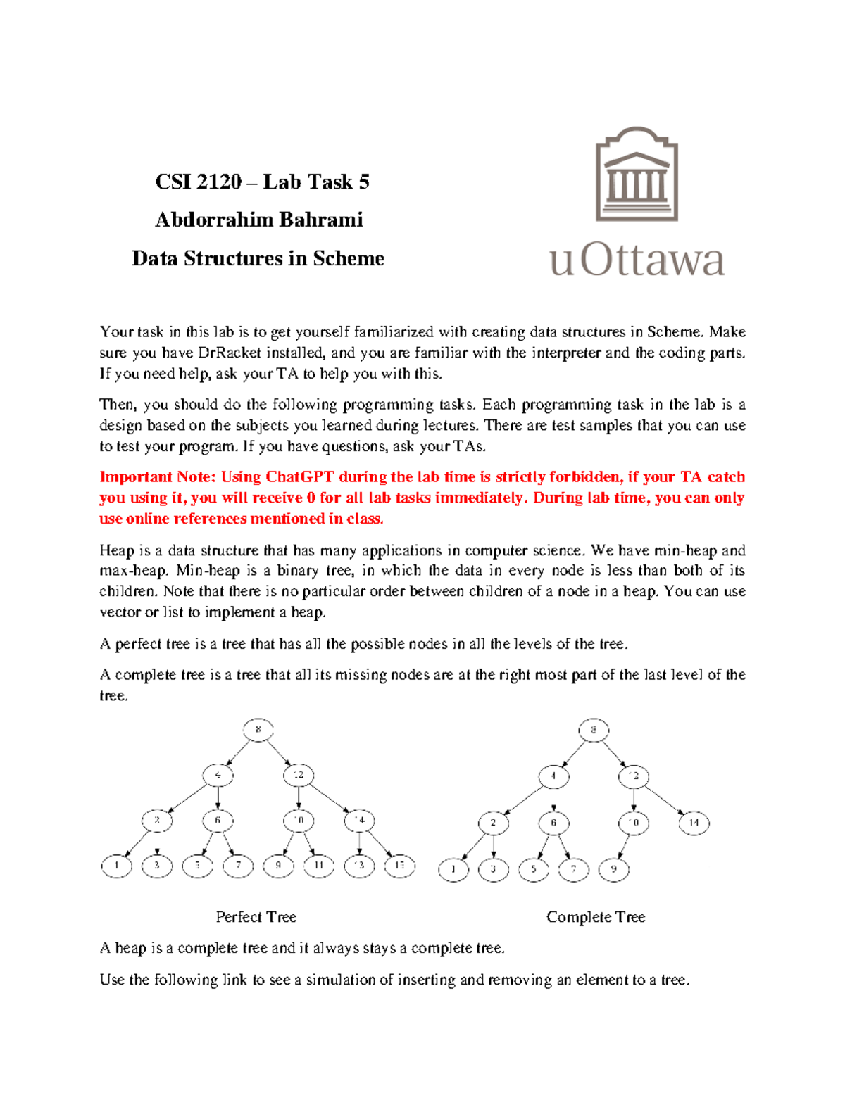 Lab Task 5 Data Structure Scheme Monday Labs Csi 2120 Lab Task 5