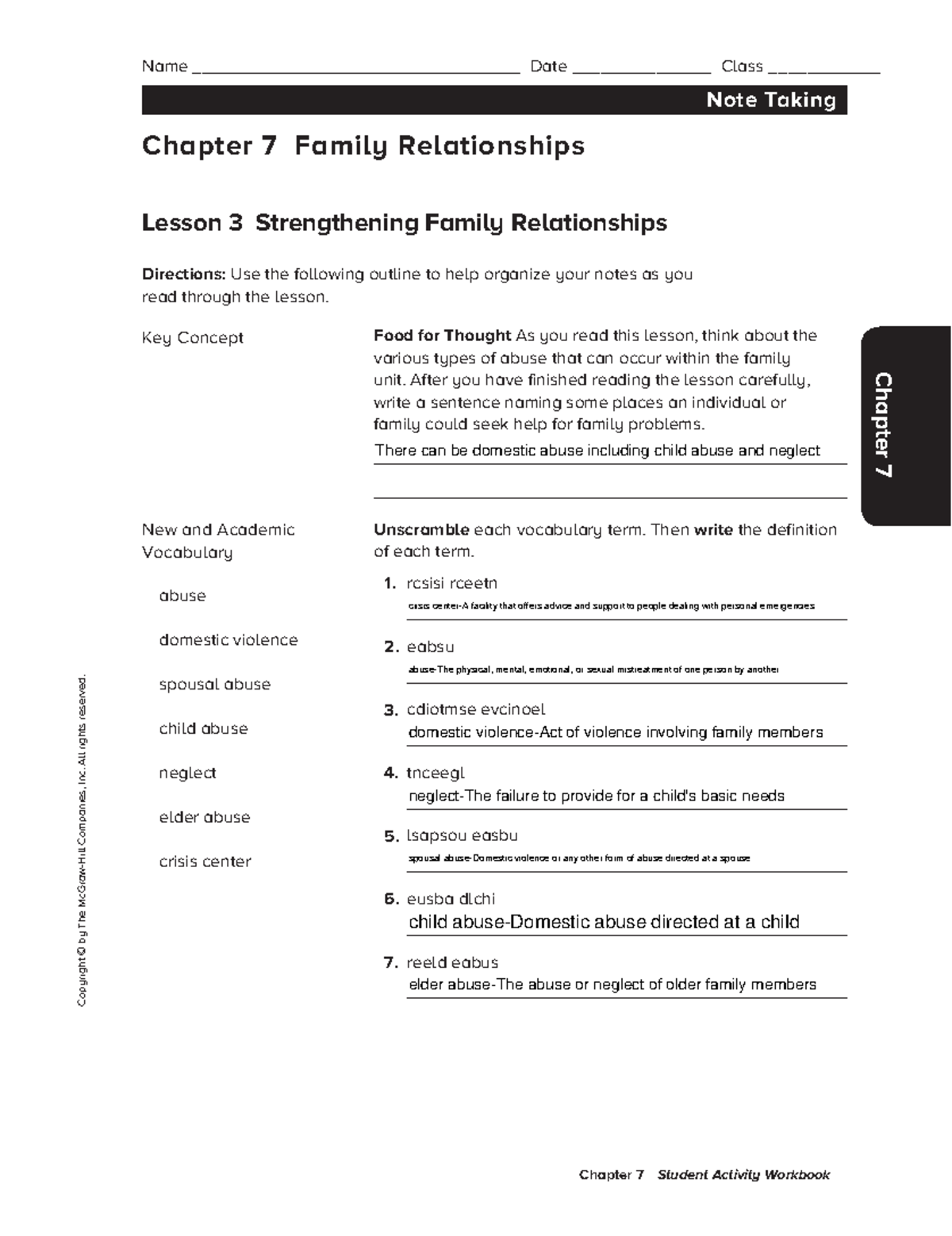 Chapter 7 Lesson 3 - 7.3 hope assignment - Copyright © by The McGraw ...