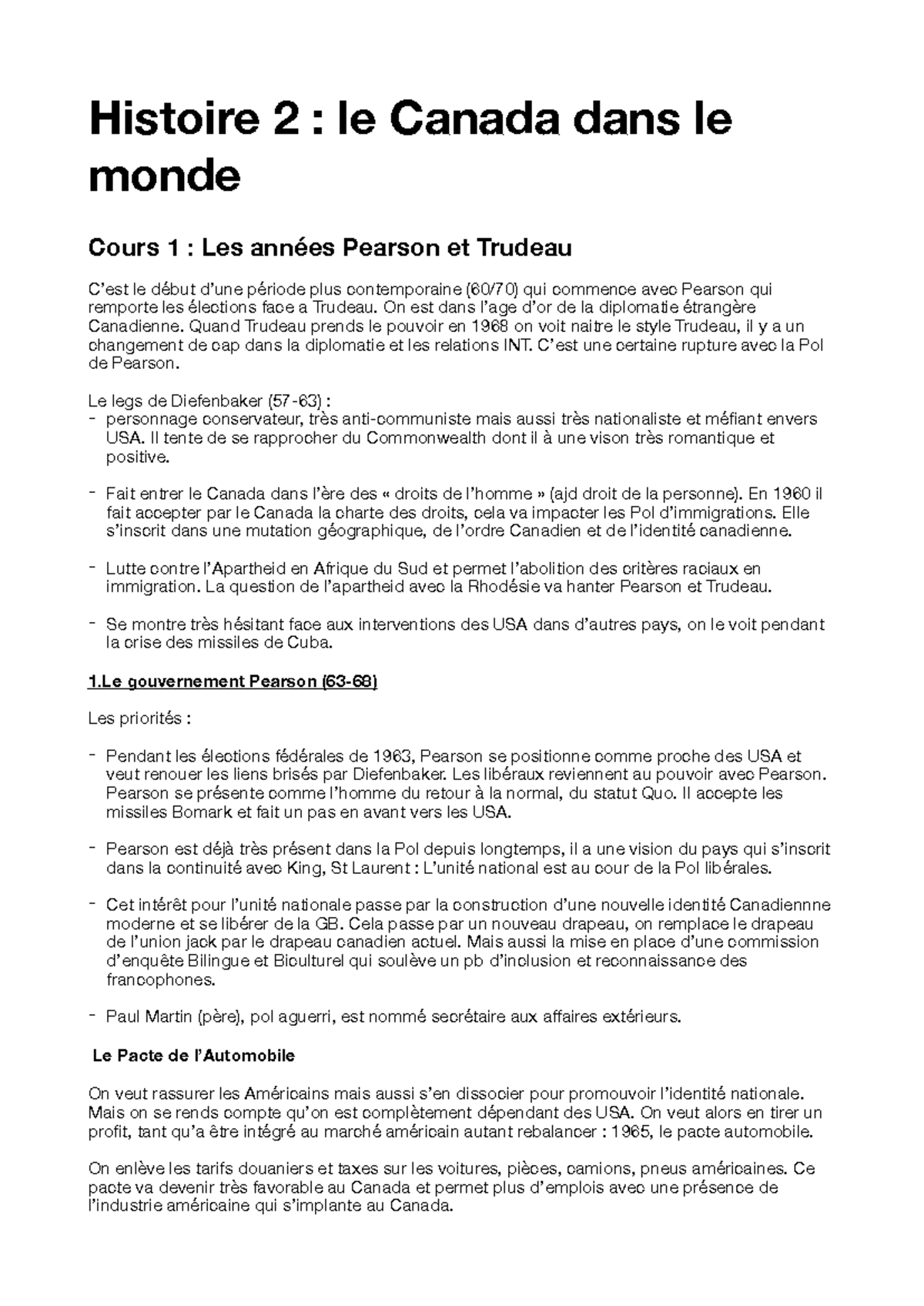 deuxième partie du cours après examens intra - Histoire 2 : le Canada ...