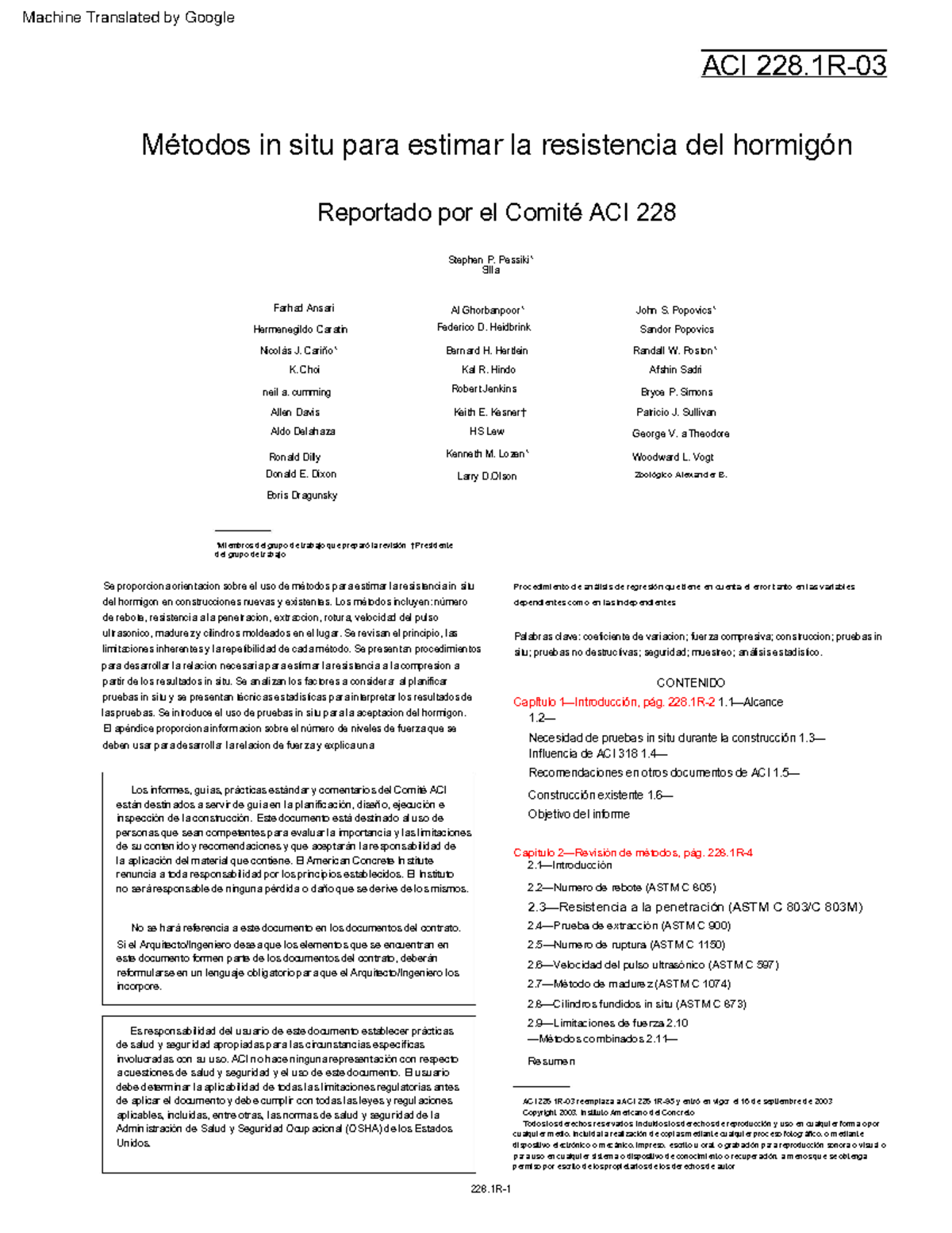 ACI 228 - NORMA ACI C228 R1_03 - No se hará referencia a este documento ...