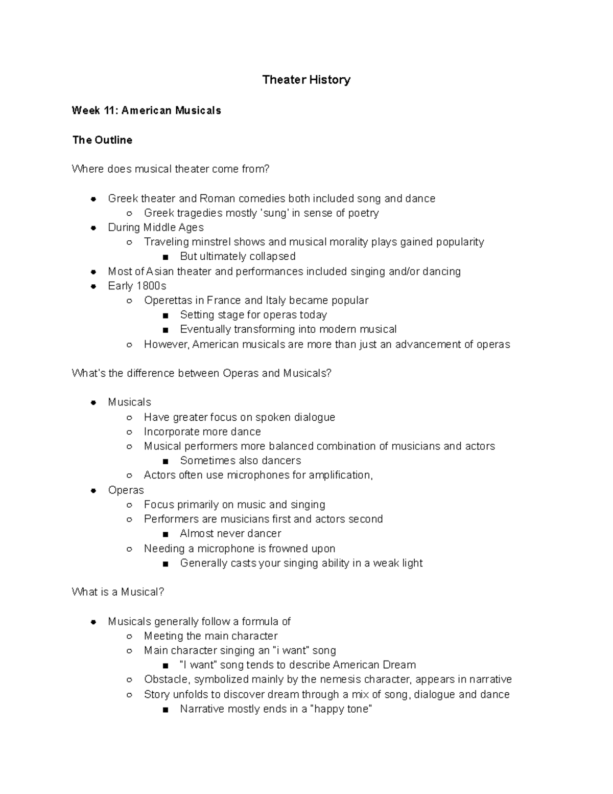 Theater History Week 11 - Sometimes, storyline is told through dancing ...