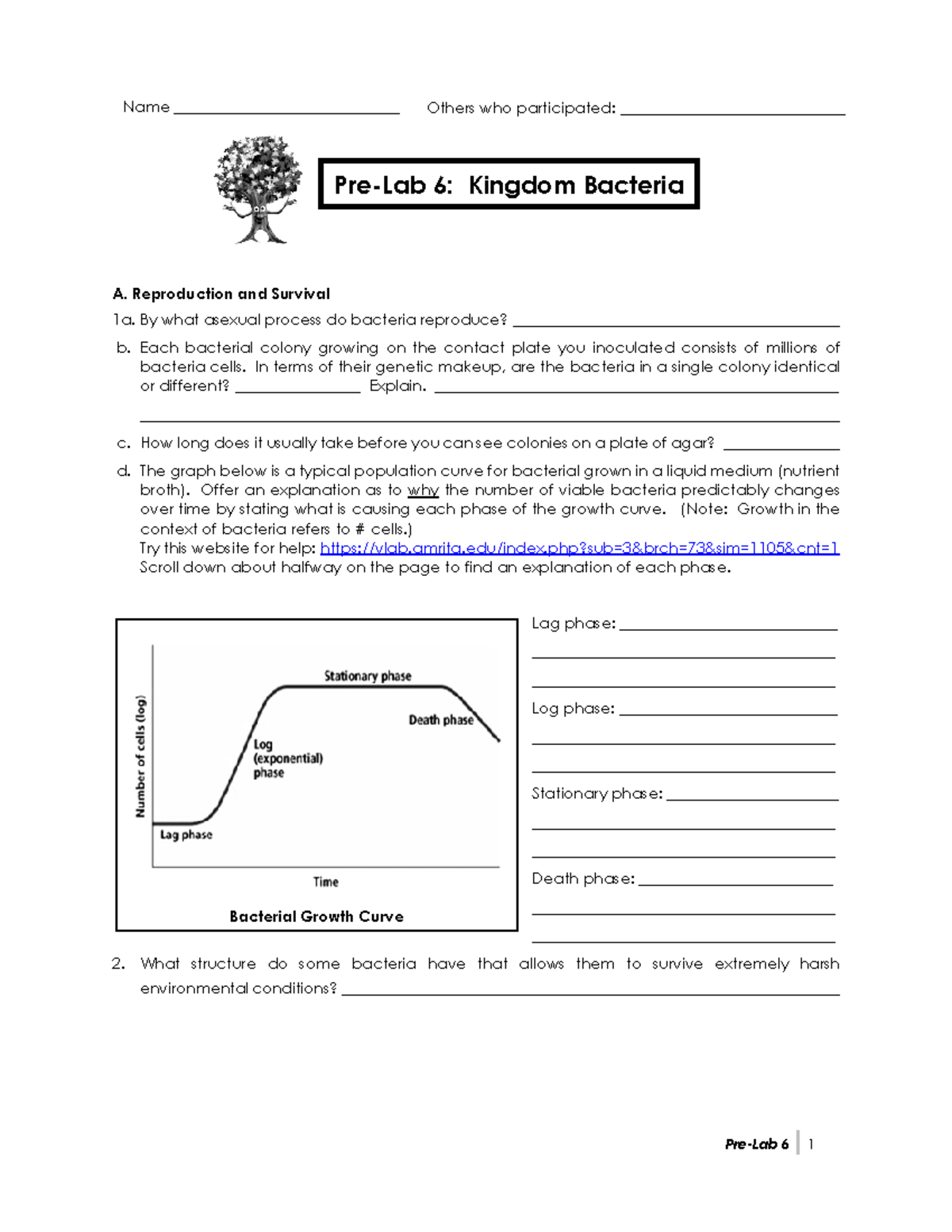 06a Prelab 6 Kingdom Bacteria - Pre-Lab 6: Kingdom Bacteria Others who ...