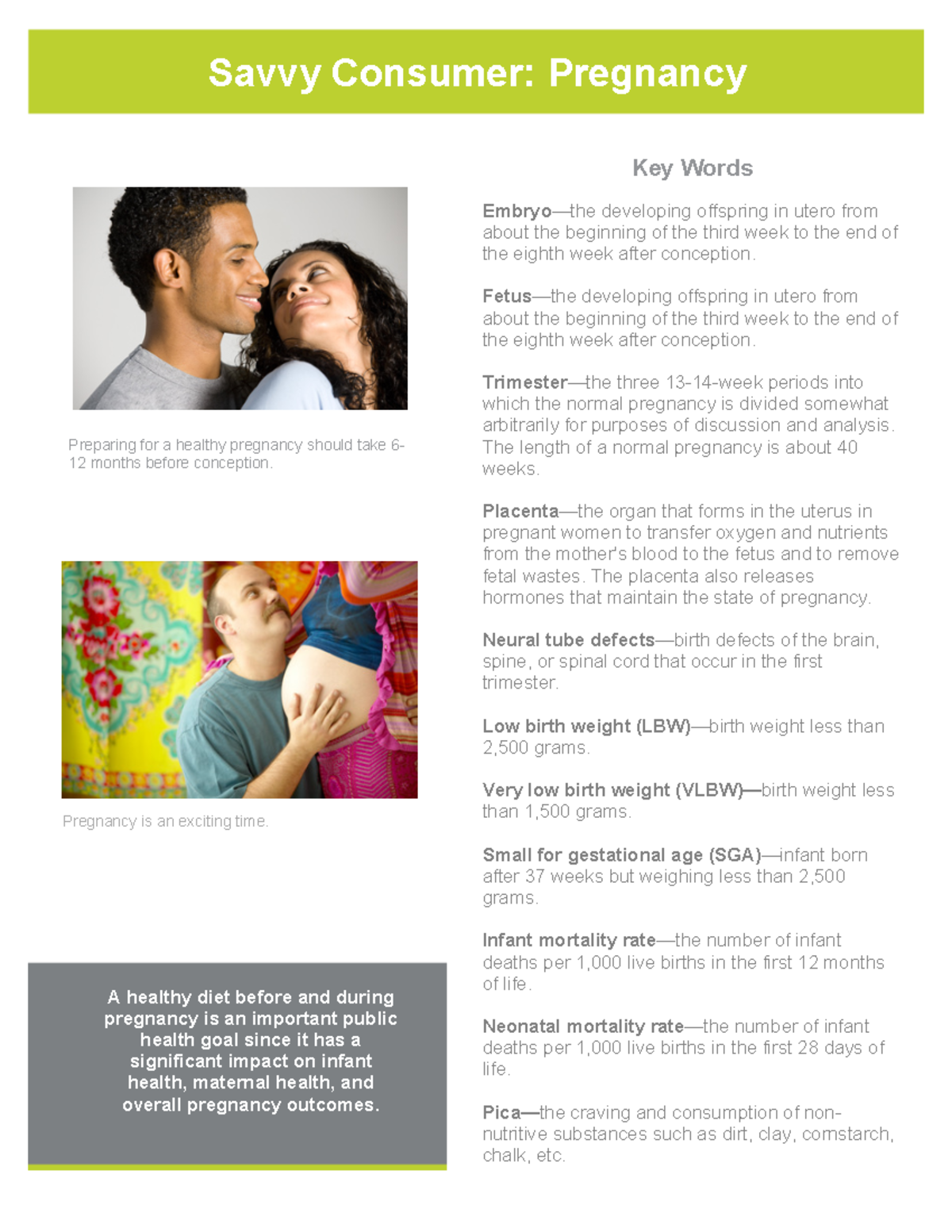 Pregnacy - Key terms associated with Pregnancy, Prenatal Growth ...