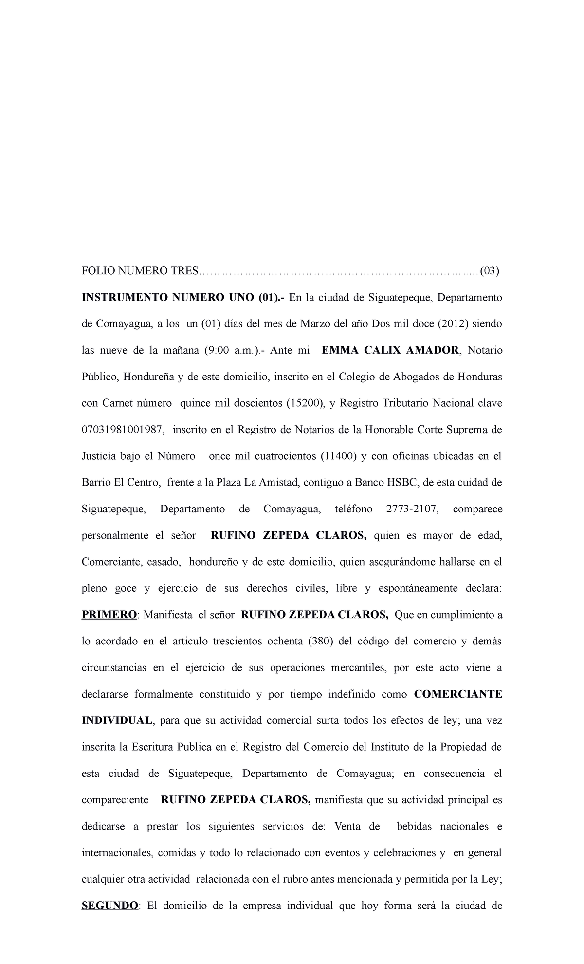 Protocolo Notarial - ESTUDIO - FOLIO NUMERO - Studocu