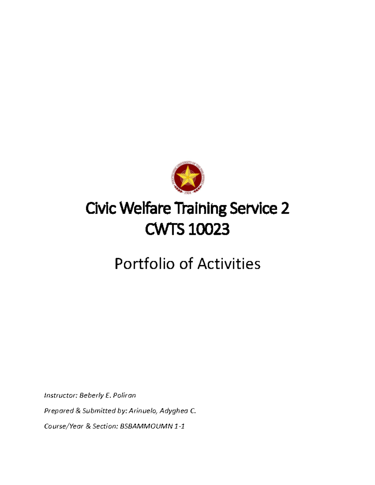 Portfolio for Civic Welfare Training Service 2 - Civic Welfare Training ...