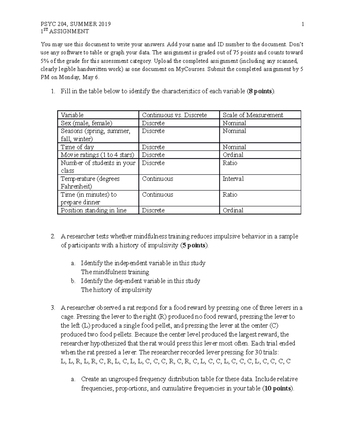 1st Assignment-2 - Assignment 1 - 1 ST ASSIGNMENT You may use this ...