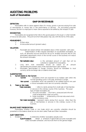 Auditing Problems - CASH - AUDITING PROBLEMS MEM06: AUDIT OF CASH ...