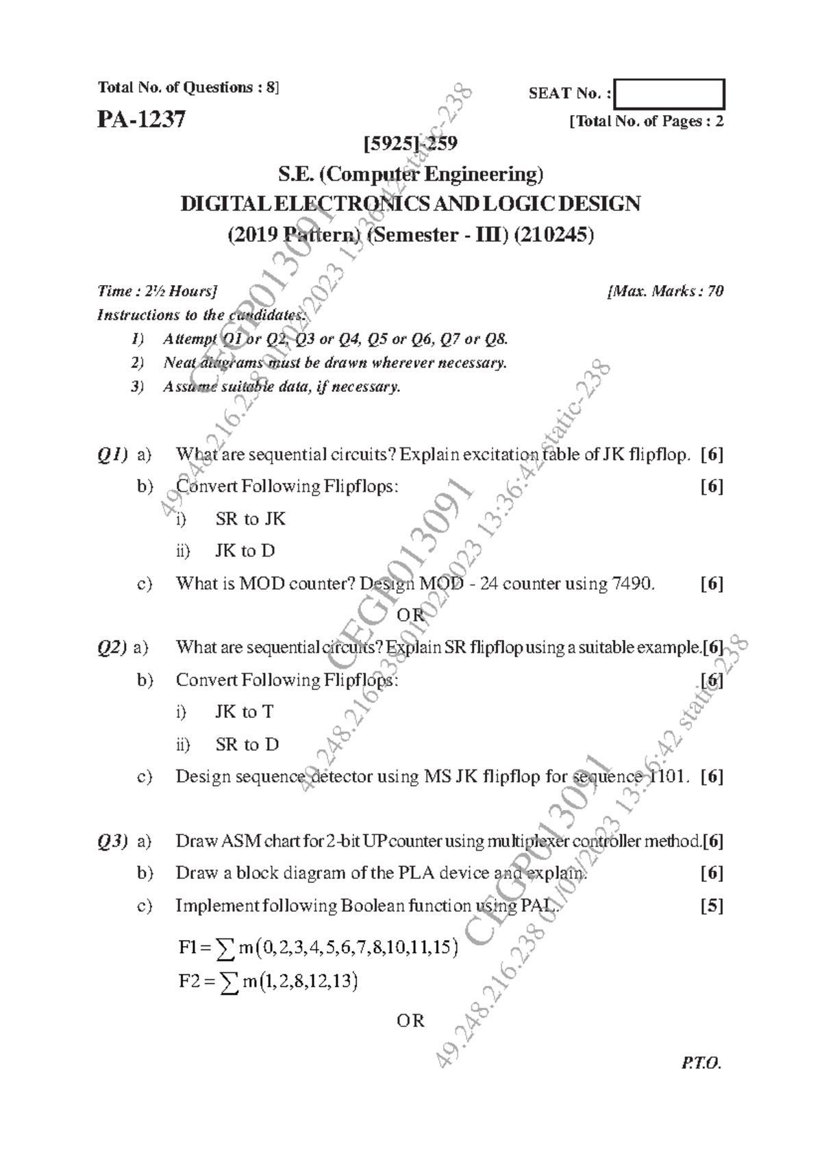 April 2022 - pyq - Total No. of Questions : 8] [5925]- S. (Computer Engineering) DIGITAL ...