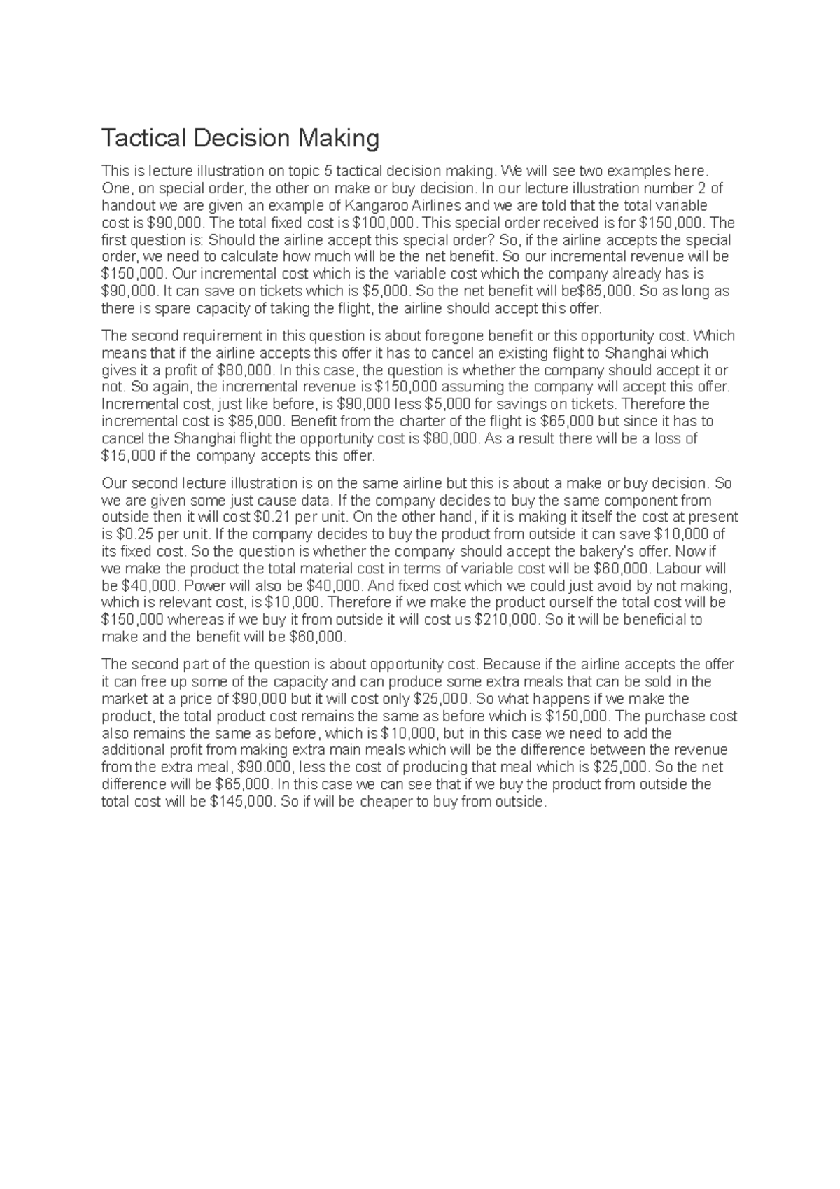 Tactical Decision Making 2 - Tactical Decision Making This is lecture ...