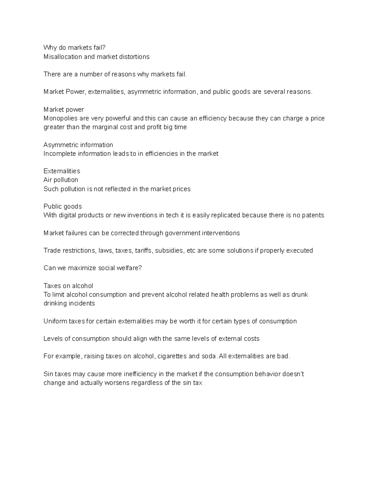 Why markets fail - market failure notes - Why do markets fail ...