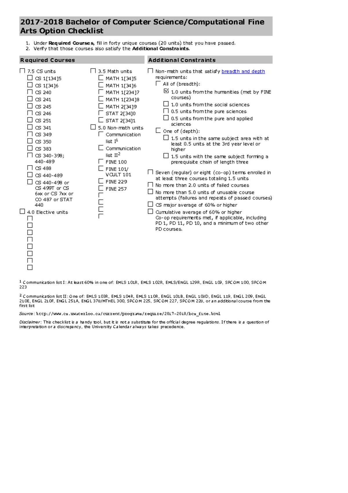 Page 18 - course list - 7 CS units CS 1[134] CS 1[34] CS 240 CS 241 CS ...