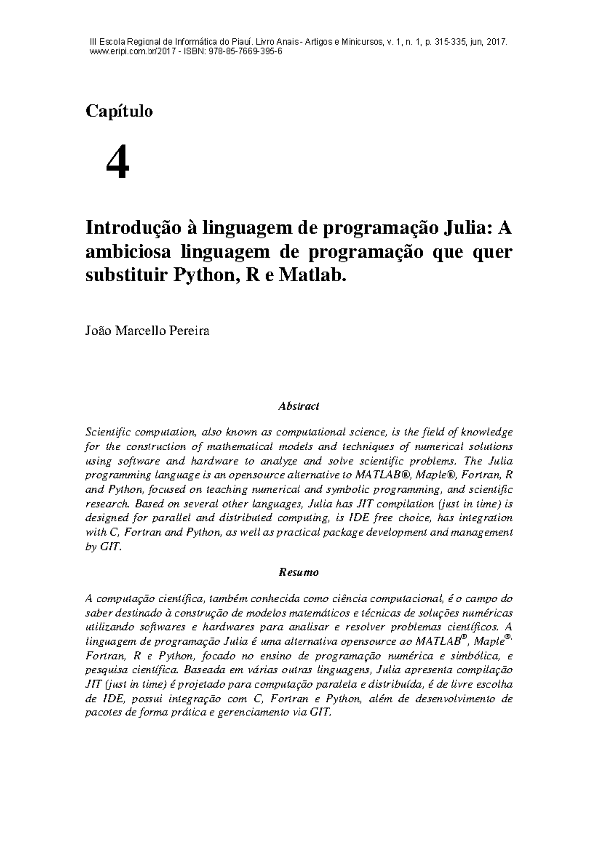 Introdução programação linguagem Julia. - Capítulo 4 Introdução à ...