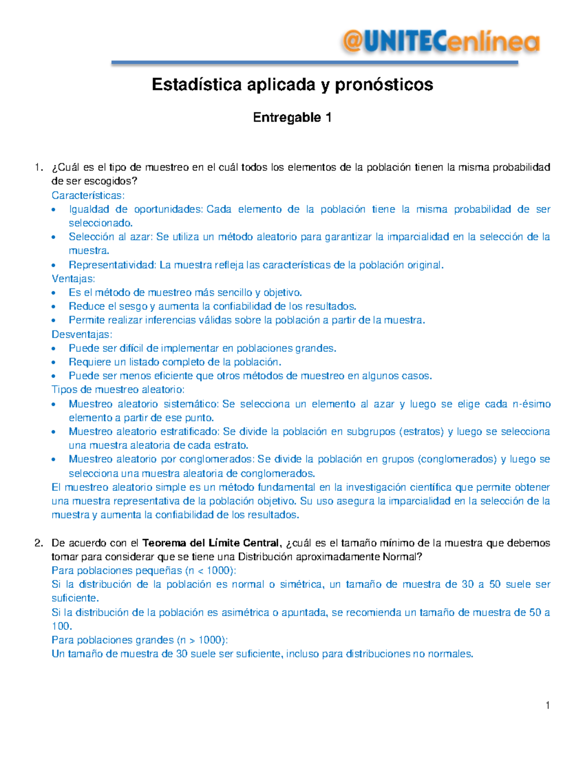 Entregable 1 Estadística Aplicada Y Pronósticos - Estadística aplicada y pronósticos Entregable ...