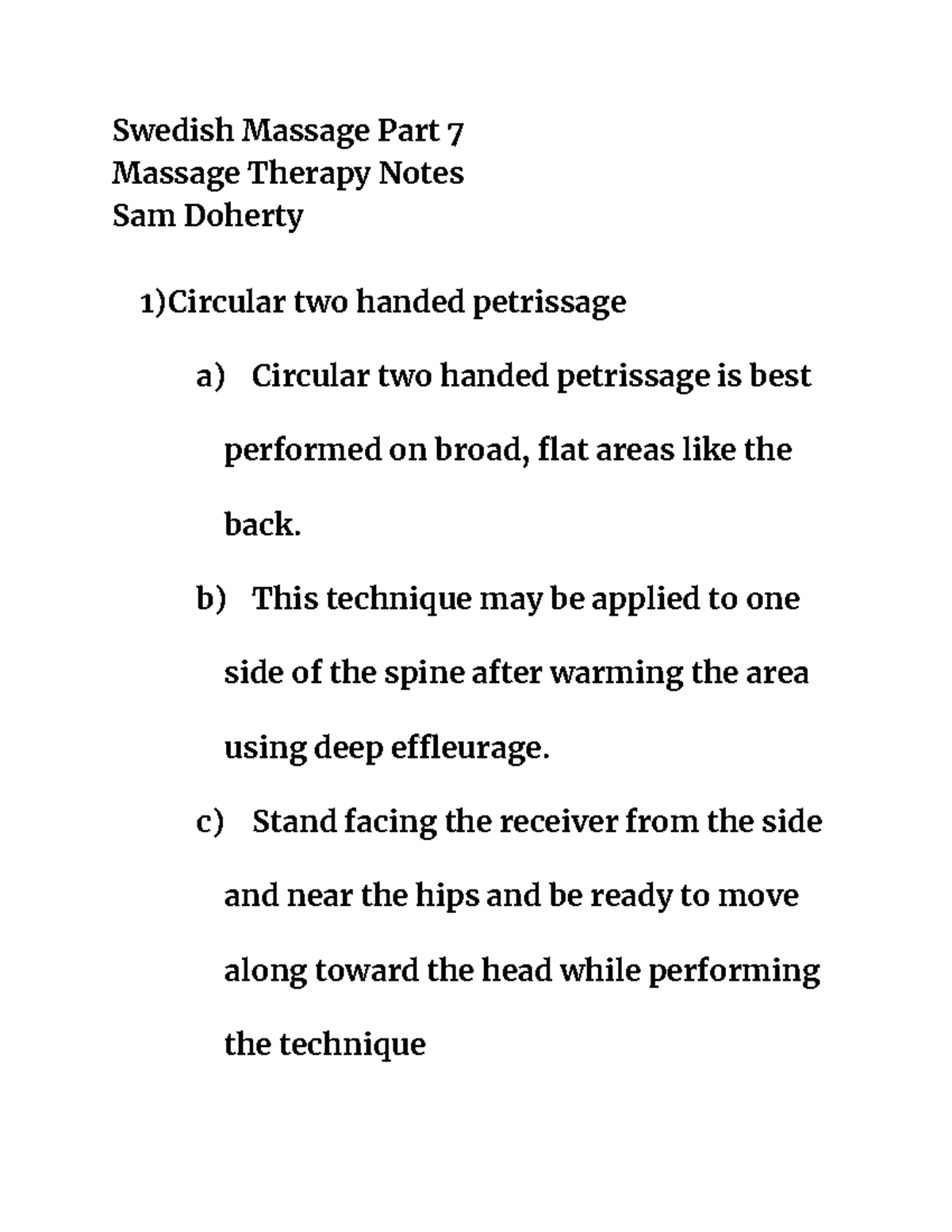 Swedish Massage Part 7 - Notes - Swedish Massage Part 7 Massage Therapy ...