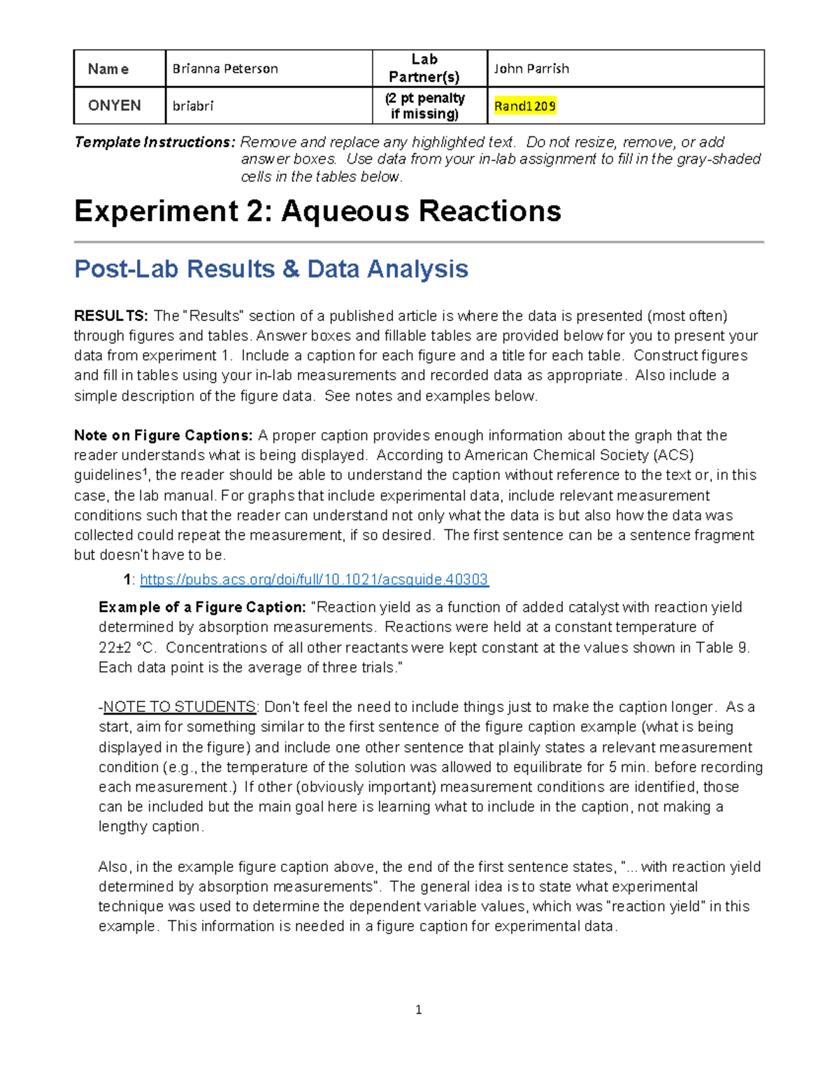 Experiment 2- Post lab - This is my work for this post lab! Full disclosure: The answers may not ...