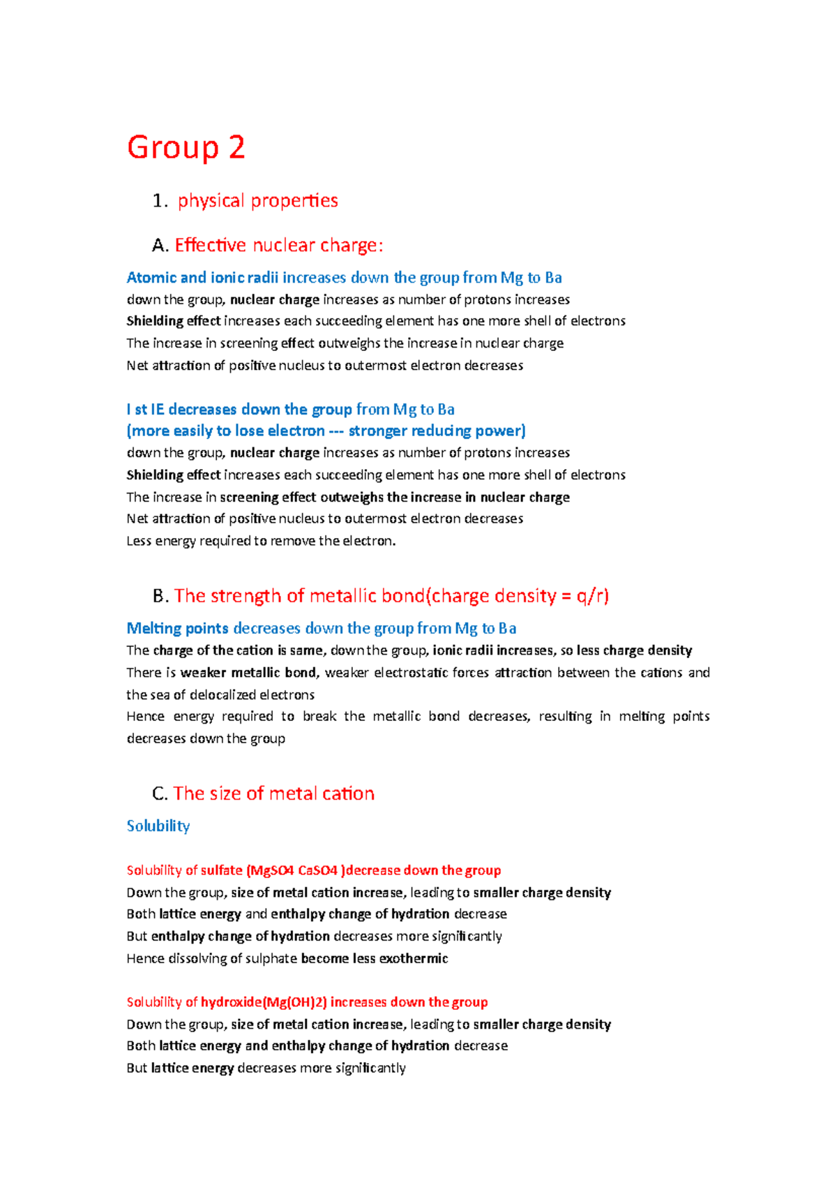 Group 2 - Group 2 1. physical proper琀椀es A. E昀昀ec琀椀ve nuclear charge ...