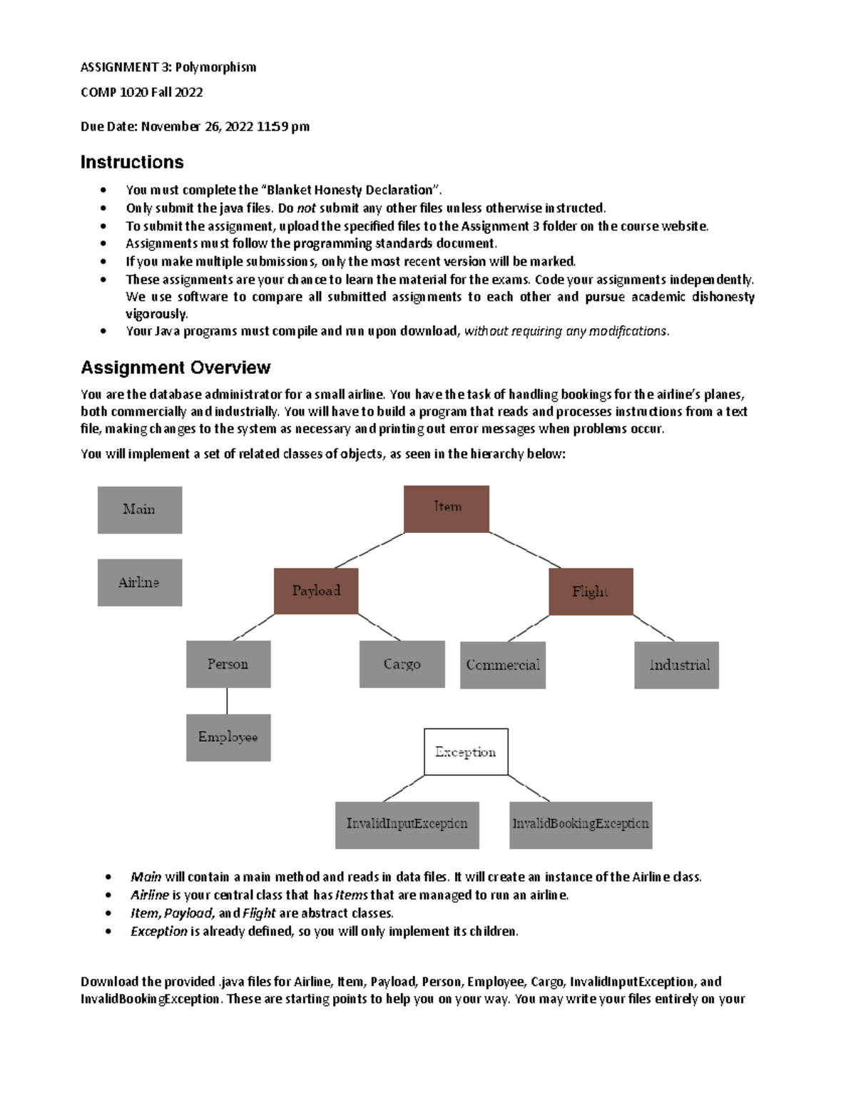 COMP1020 A3-Fall 2022 - past exam - COMP 1020 Fall 2022 Due Date: November 26 , 202 2 11:59 pm ...