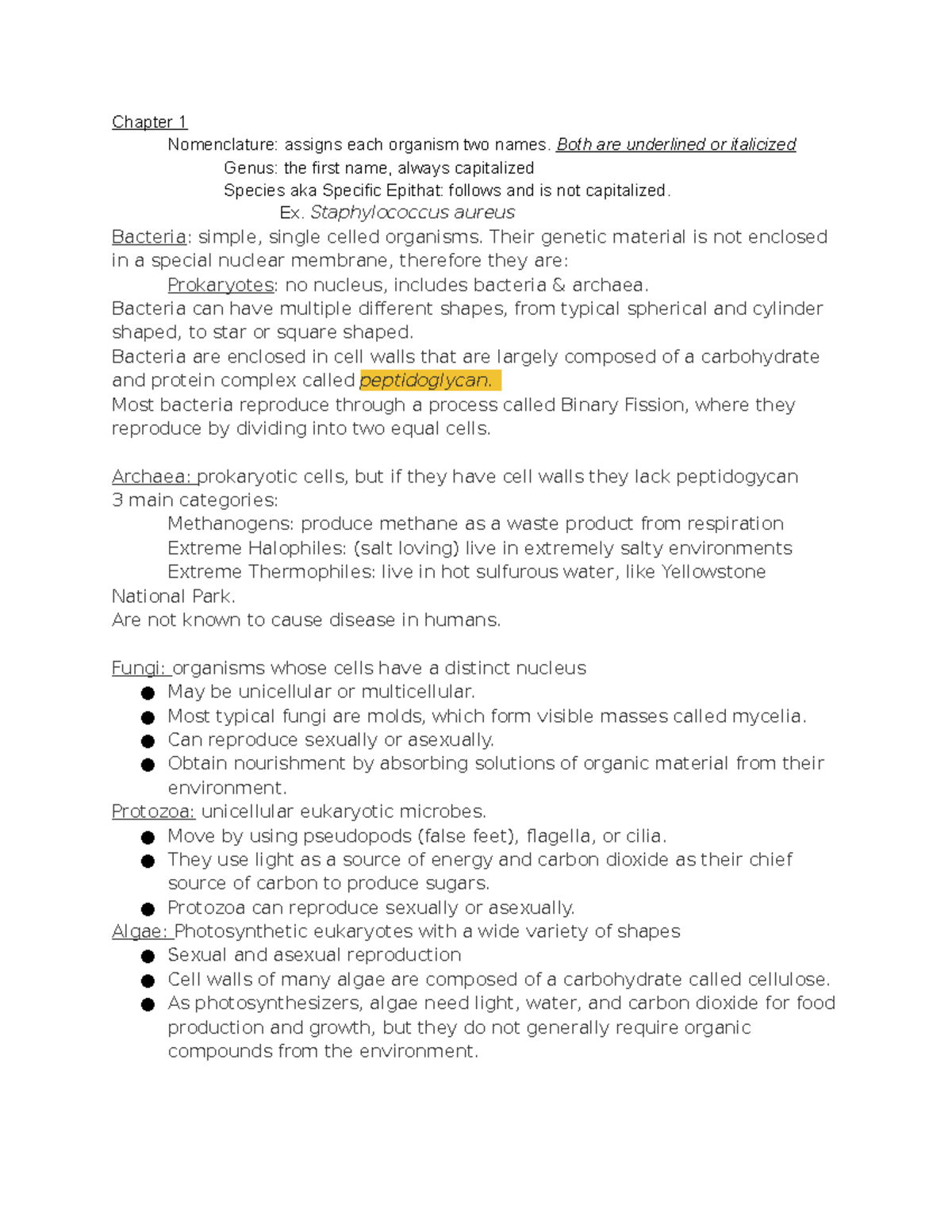 Unit 1 Study Guide - Chapter 1 Nomenclature: assigns each organism two ...