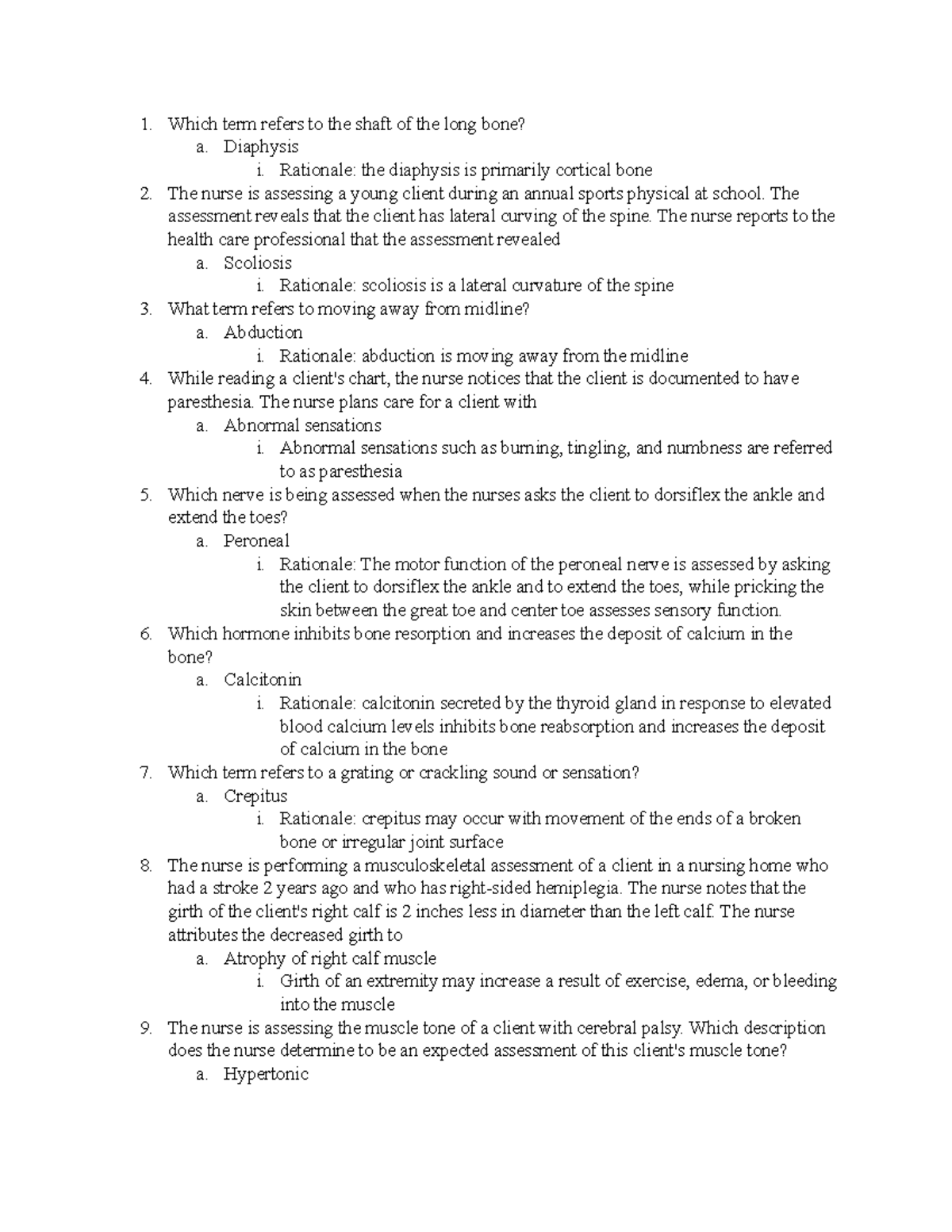 Practice Questions Which Term Refers To The Shaft Of The Long Bone A